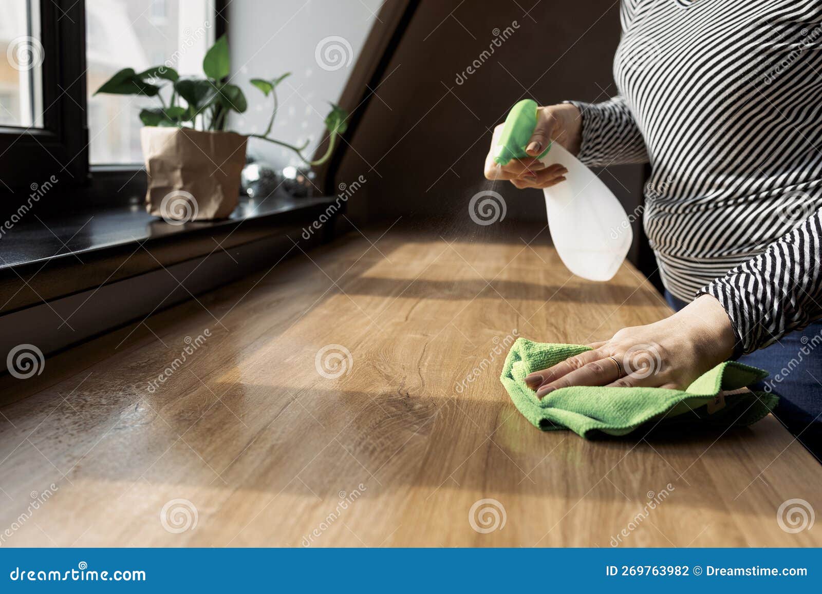 Cleaning the Home Table Disinfecting the Kitchen Table Stock Photo ...