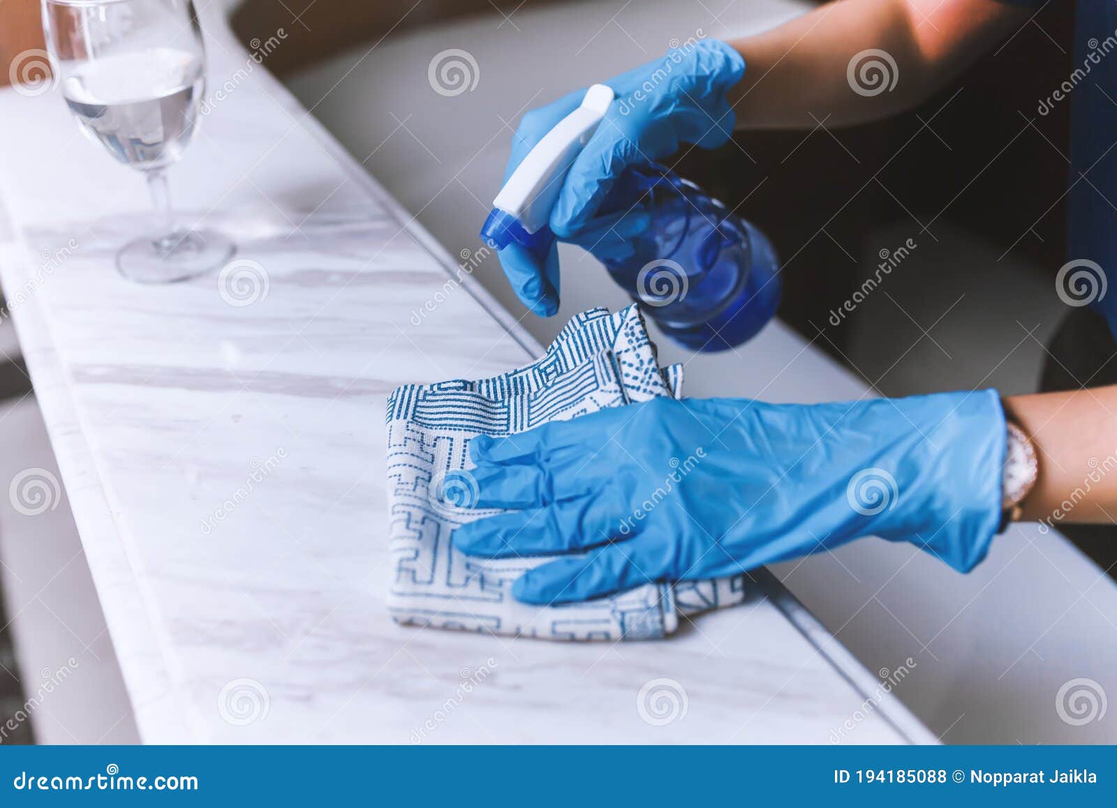 Cleaning Home Table Sanitizing Kitchen Table Surface with Disinfectant ...
