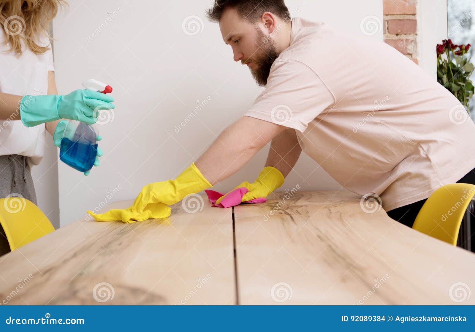 Cleaning home together. stock photo. Image of caucasian - 92089384