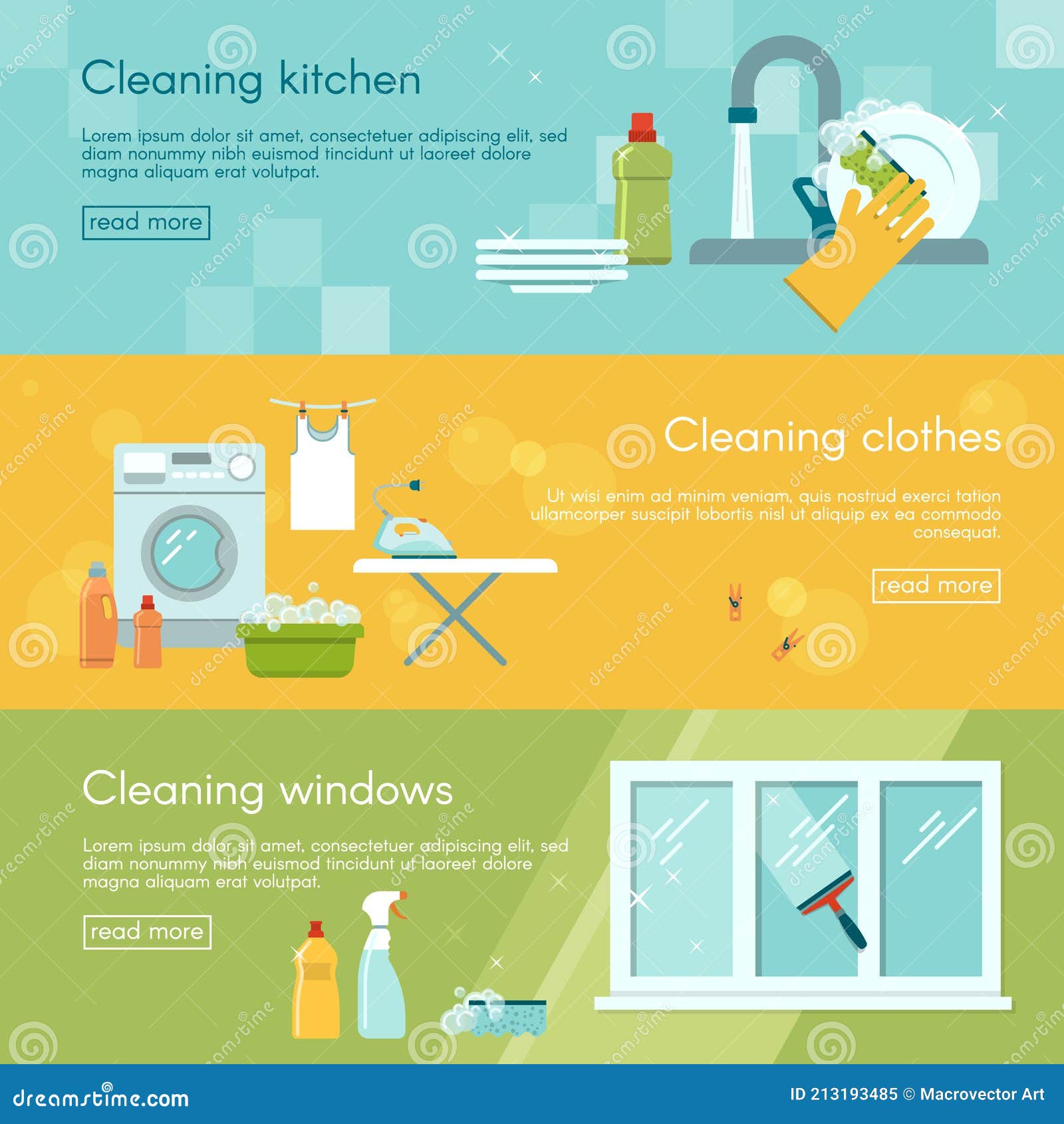 Cleaning Horizontal Banner Set Stock Vector - Illustration of bottle ...