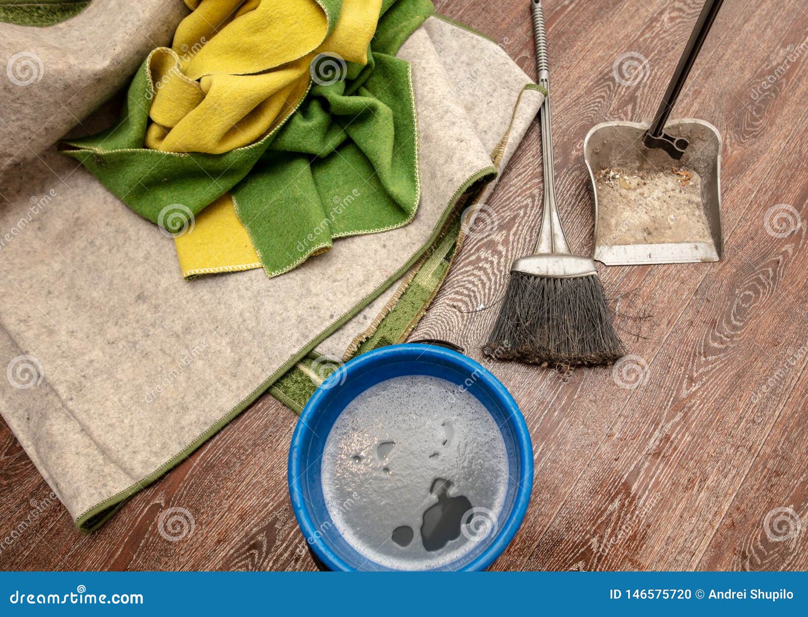 Cleaning the House with a Broom and a Rag Stock Photo - Image of ...