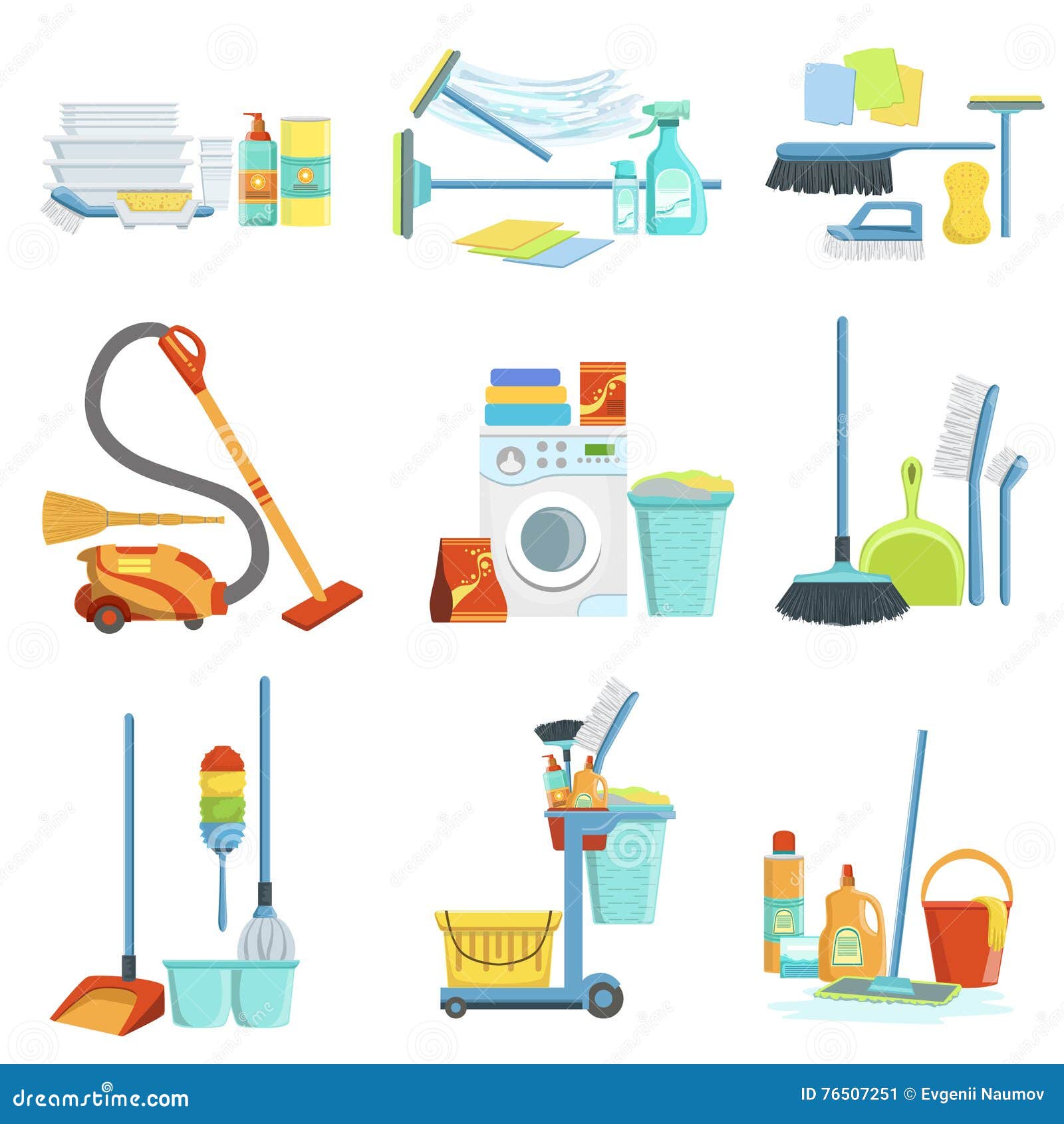 Cleaning Household Equipment Sets Stock Vector - Illustration of ...