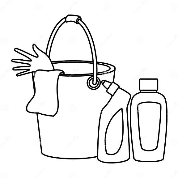 Cleaning And Hygiene Equipment Icons In Black And White Stock Vector