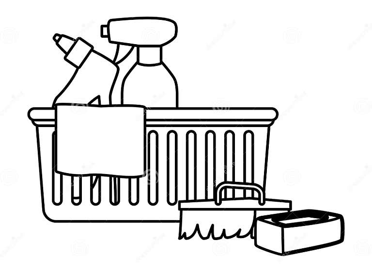 Cleaning And Hygiene Equipment Icons In Black And White Stock Vector