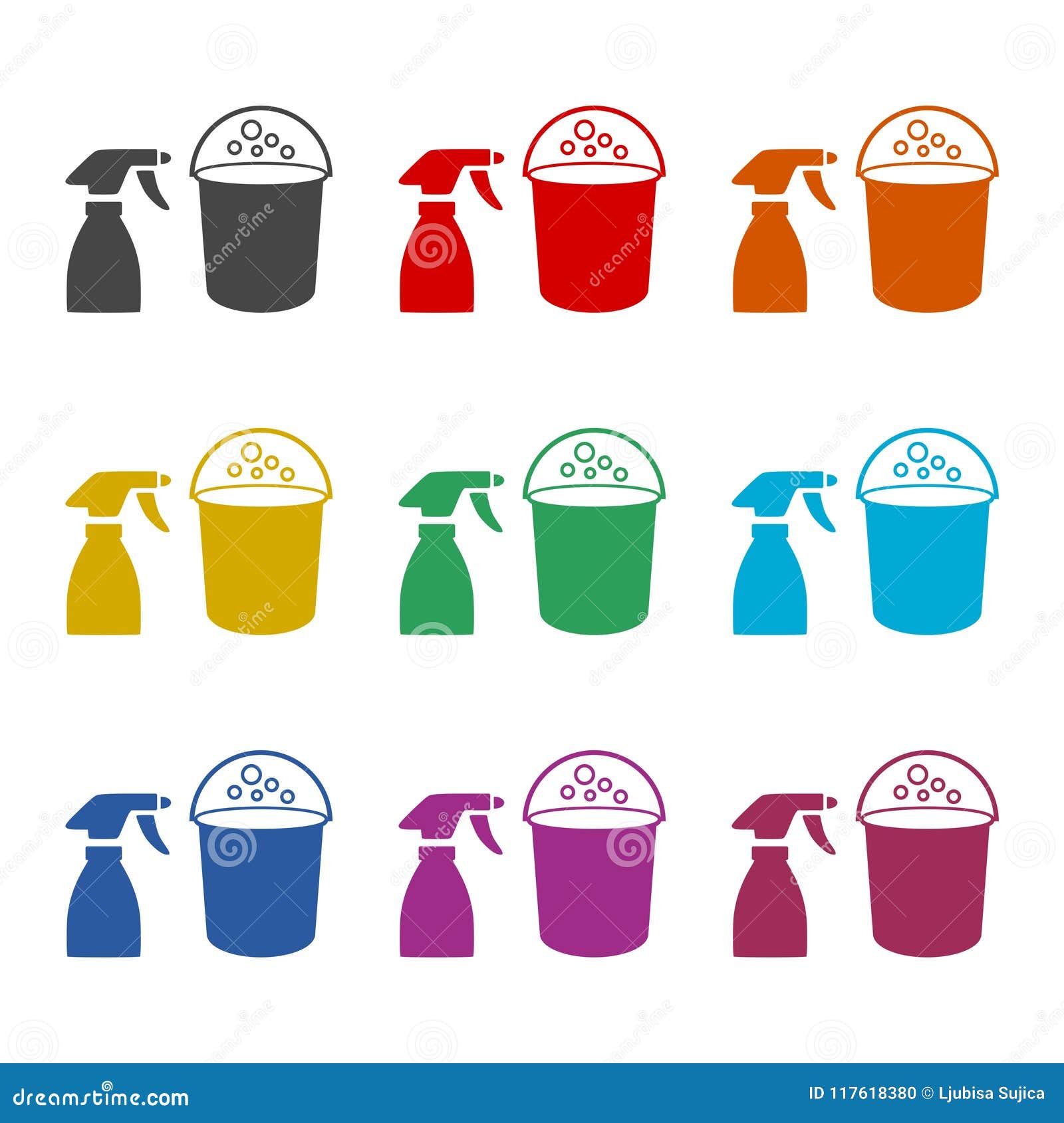 Cleaning Icon, Color Icons Set Stock Vector - Illustration of black ...