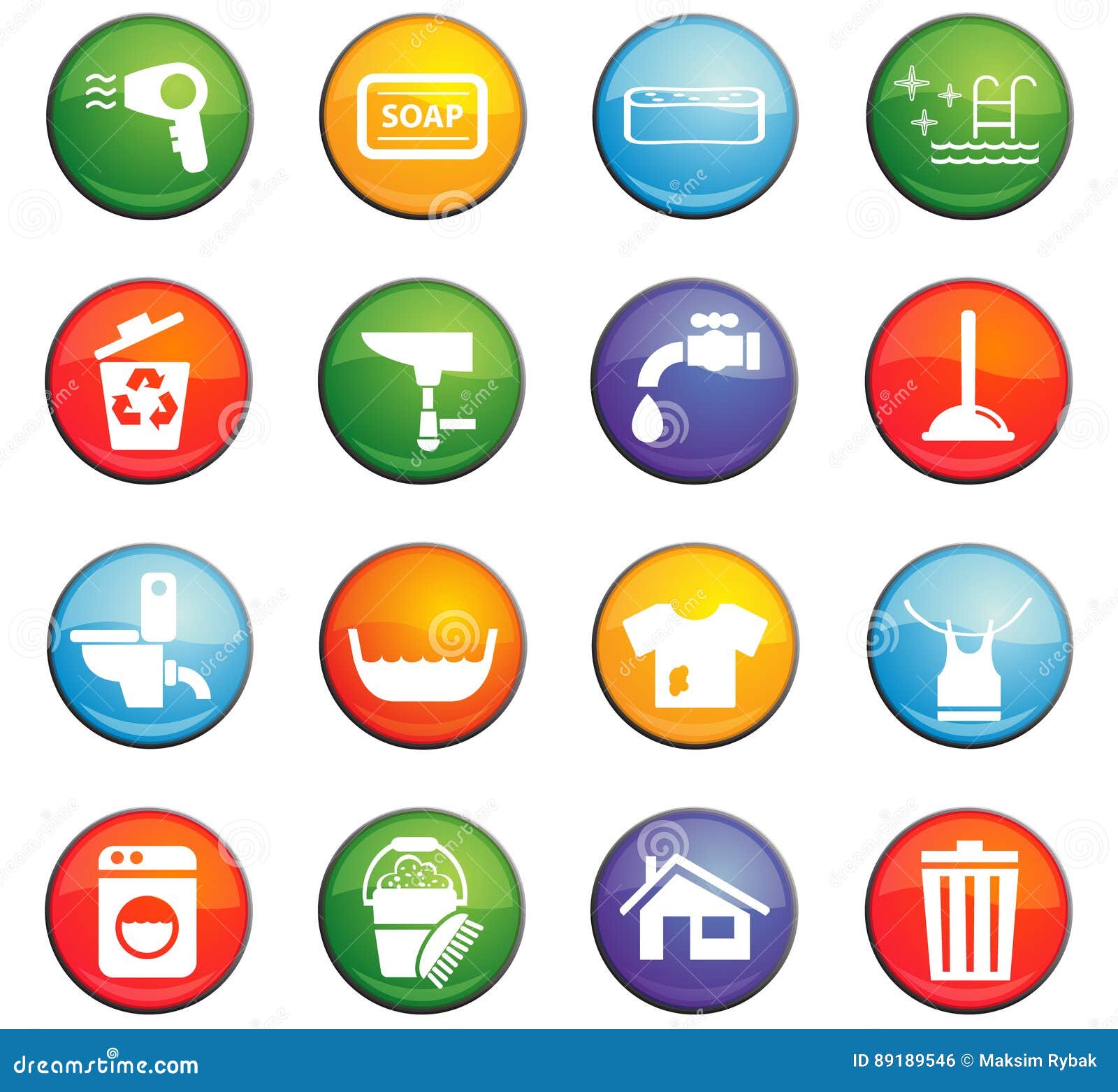 Cleaning icon set stock illustration. Illustration of design - 89189546