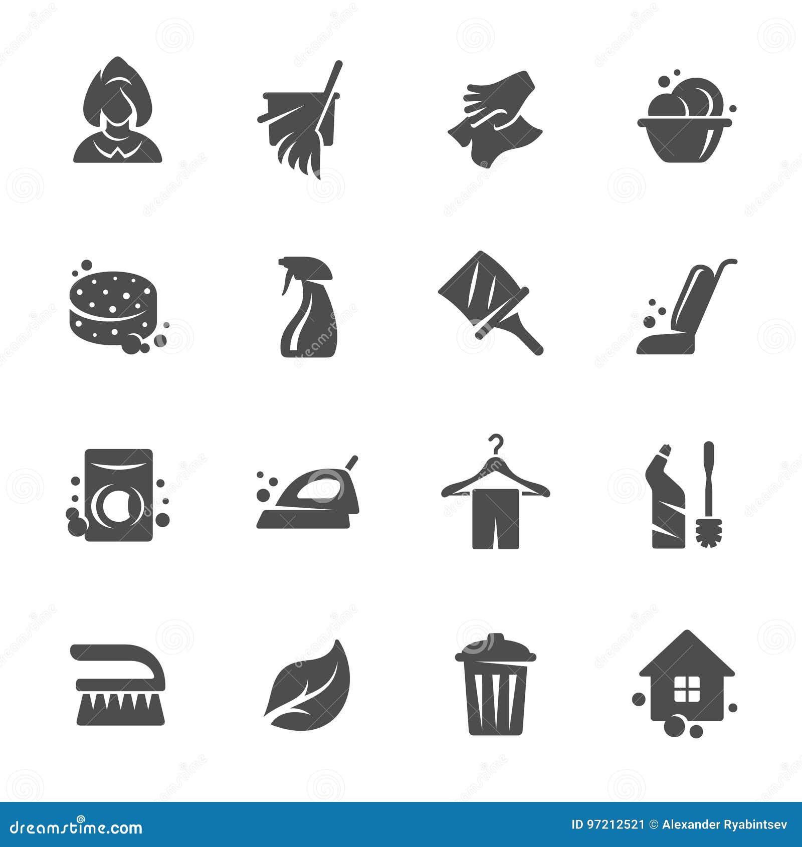 Cleaning Icon Set. Include Creative Elements As Wiping Swipe For Floors ...