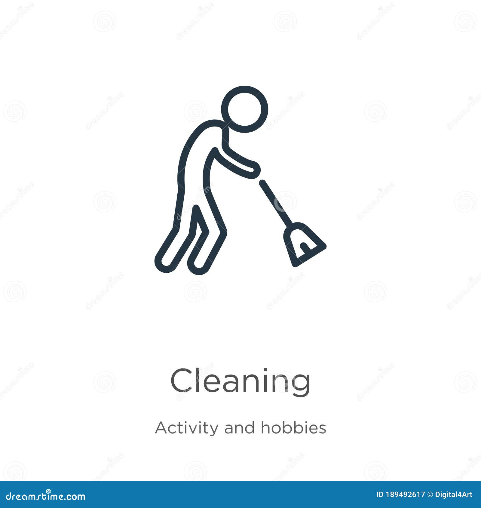 Cleaning Icon. Thin Linear Cleaning Outline Icon Isolated on White ...