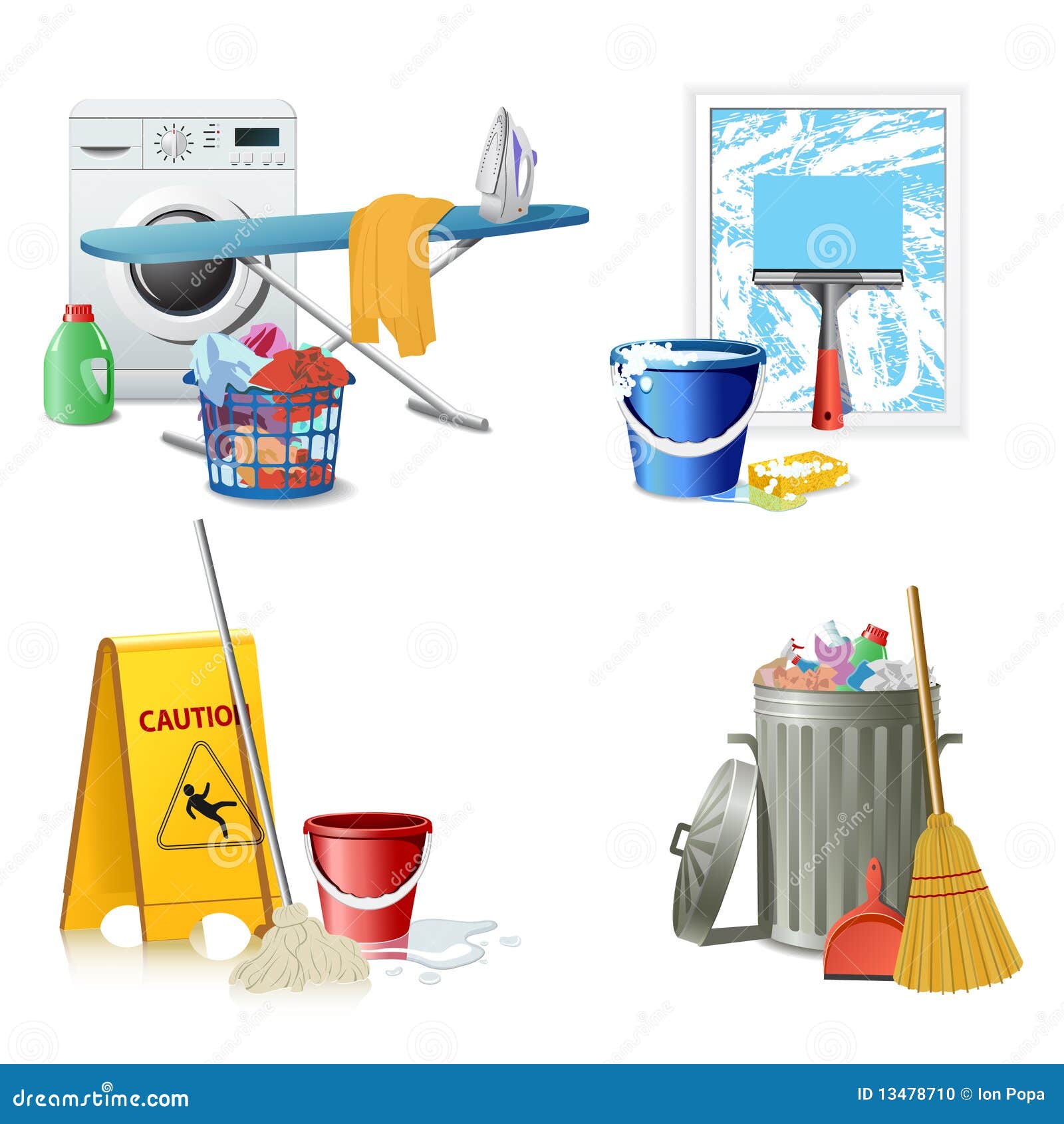 Cleaning icons stock vector. Illustration of rubish, machine - 13478710