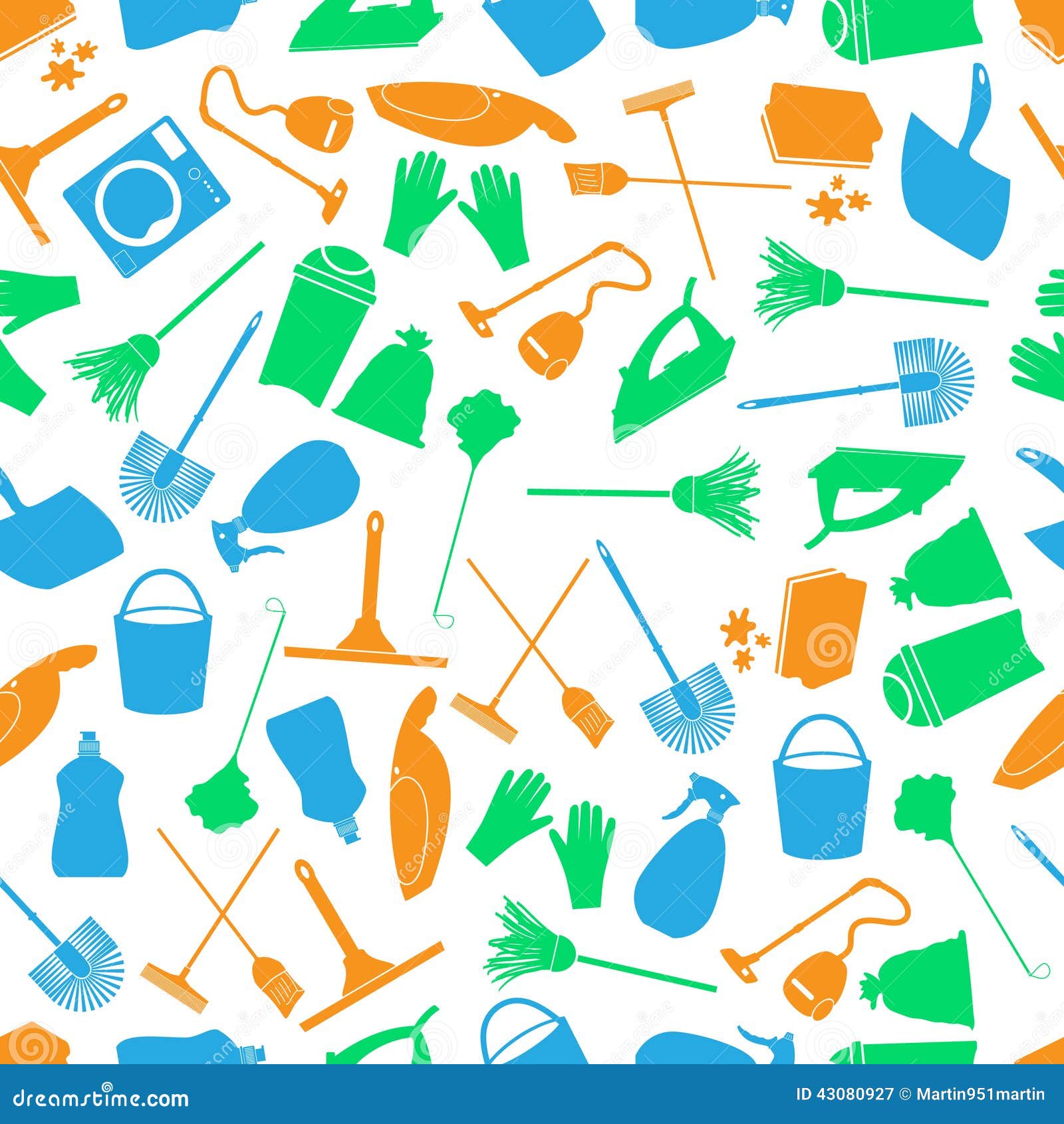 Cleaning Icons Color Seamless Pattern Stock Vector - Illustration of ...