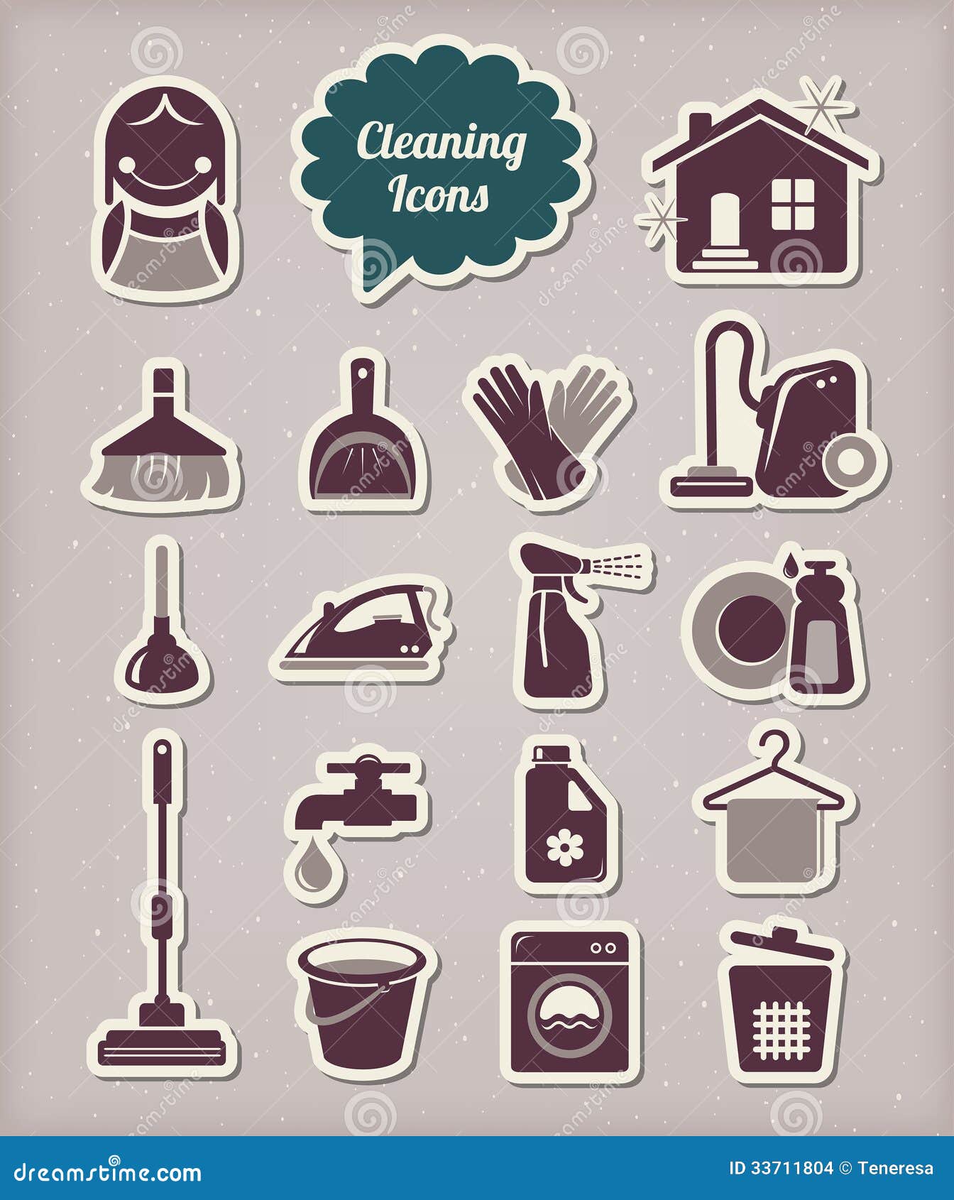 Cleaning Icons Paper Cut Style Stock Vector - Illustration of dust ...