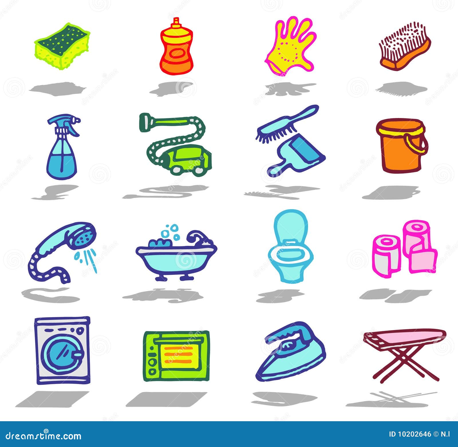 Cleaning icons set stock vector. Illustration of iron - 10202646
