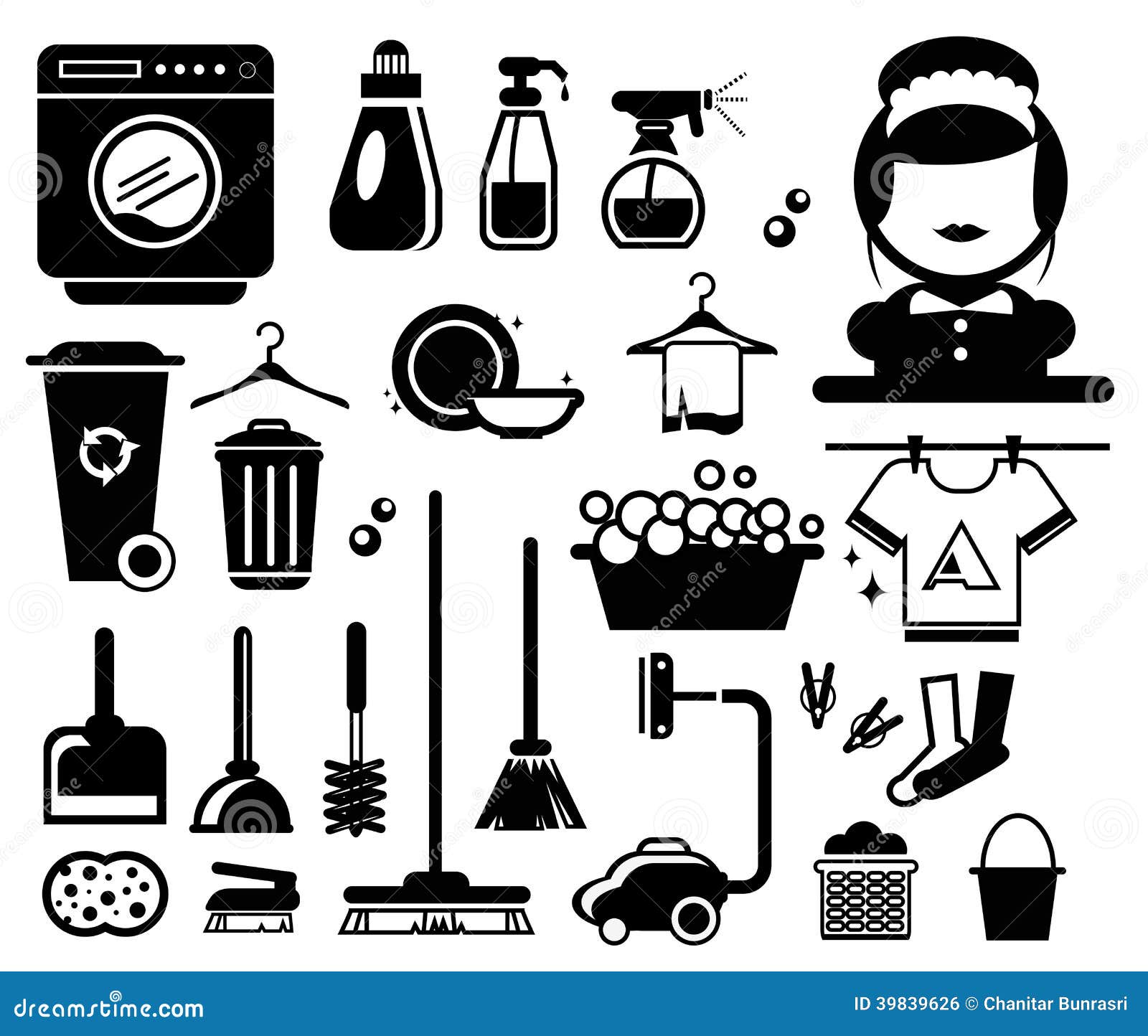 Cleaning icons stock vector. Illustration of sign, bath - 39839626