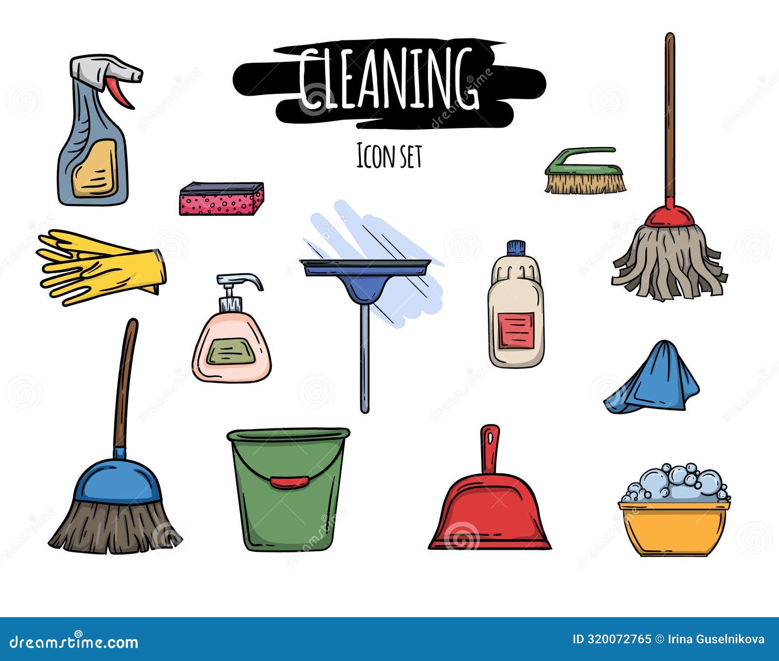 Cleaning Icons Set. Bright Vector Editable Illustration of Cleaning ...