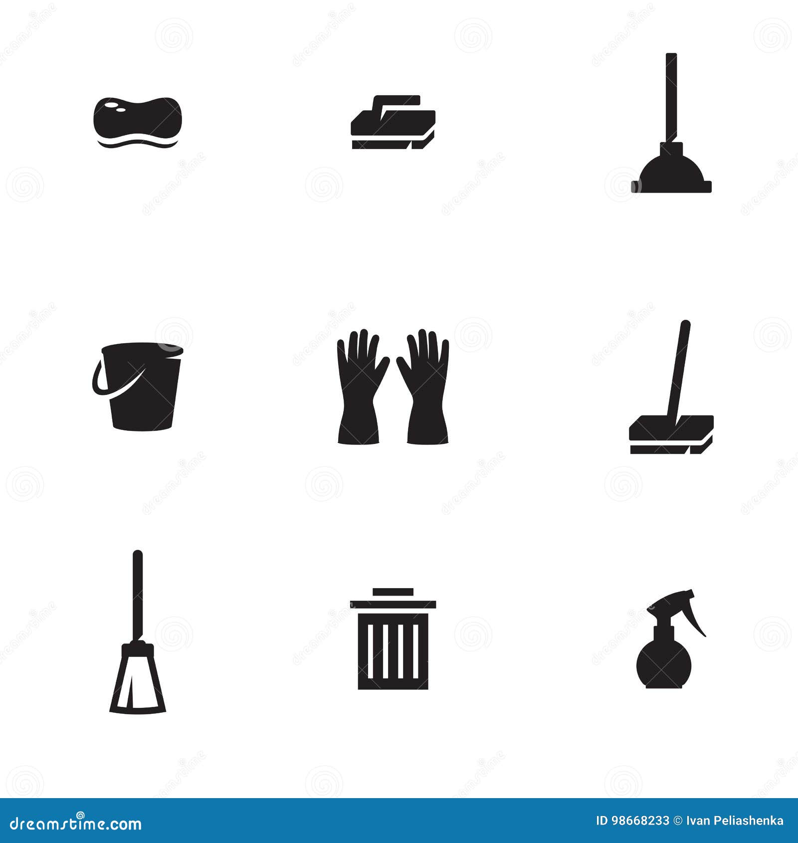Cleaning icons stock illustration. Illustration of bucket - 98668233