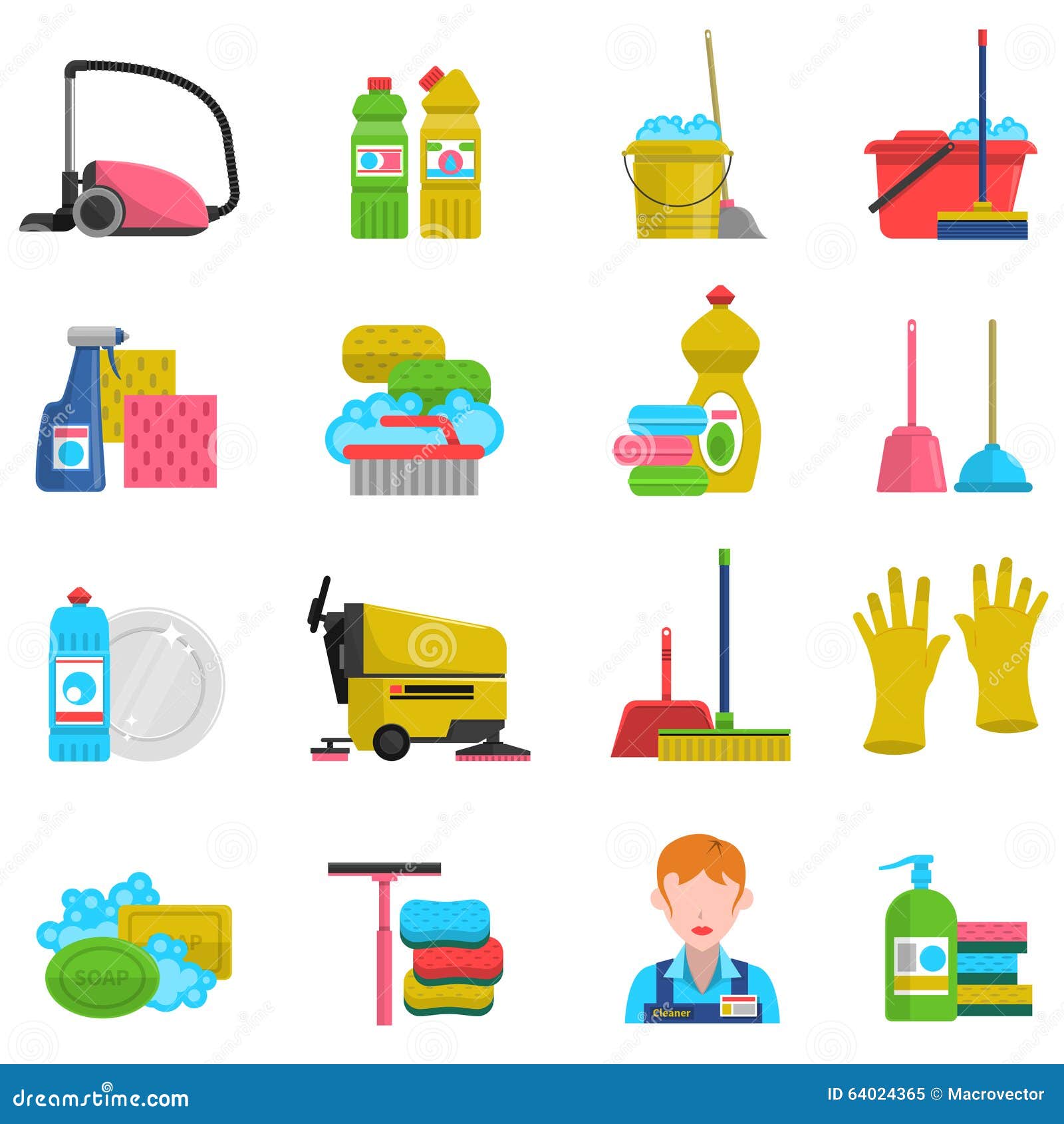Cleaning Icons Set stock vector. Illustration of icons - 64024365