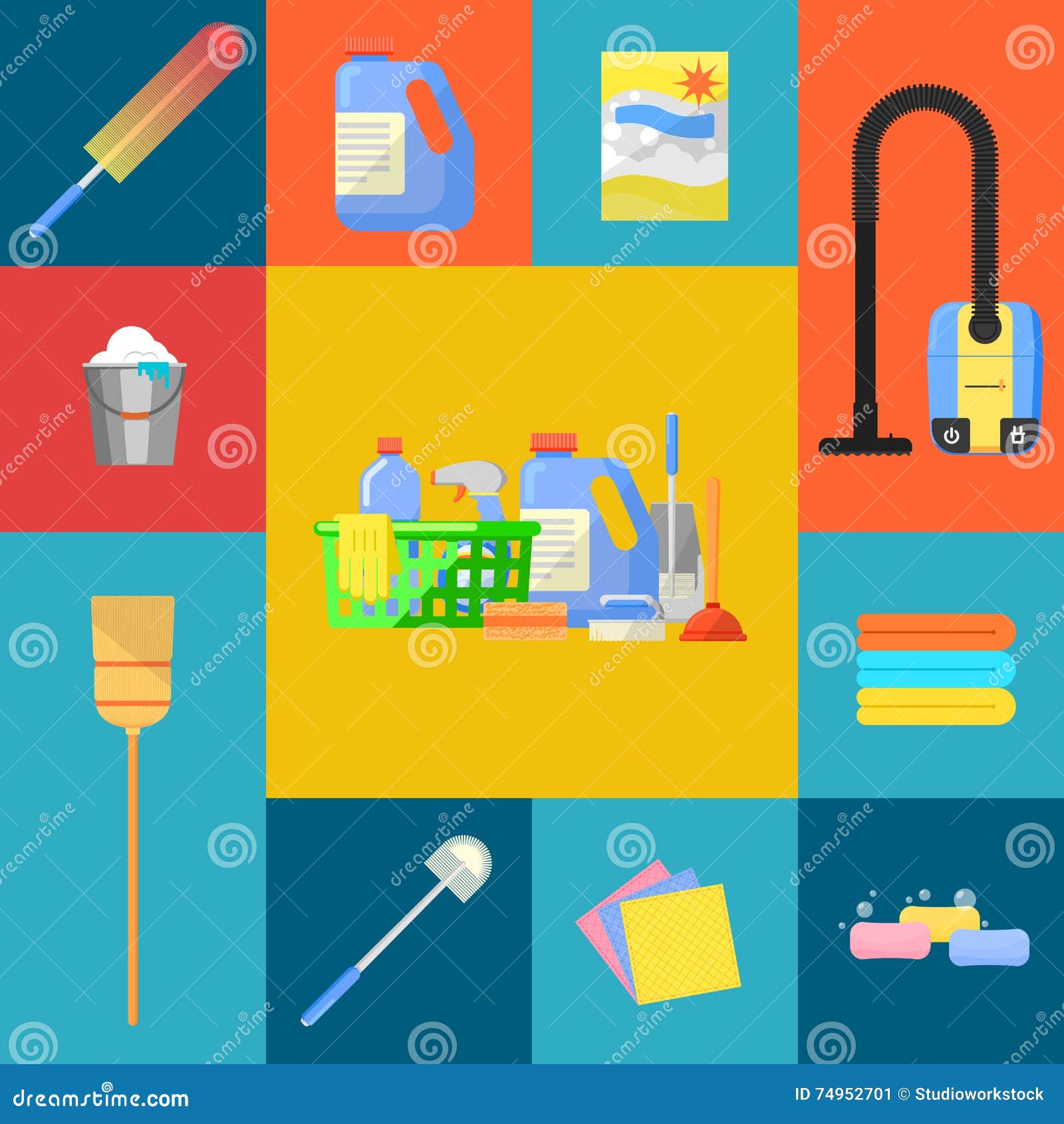 Cleaning icons set stock vector. Illustration of house - 74952701