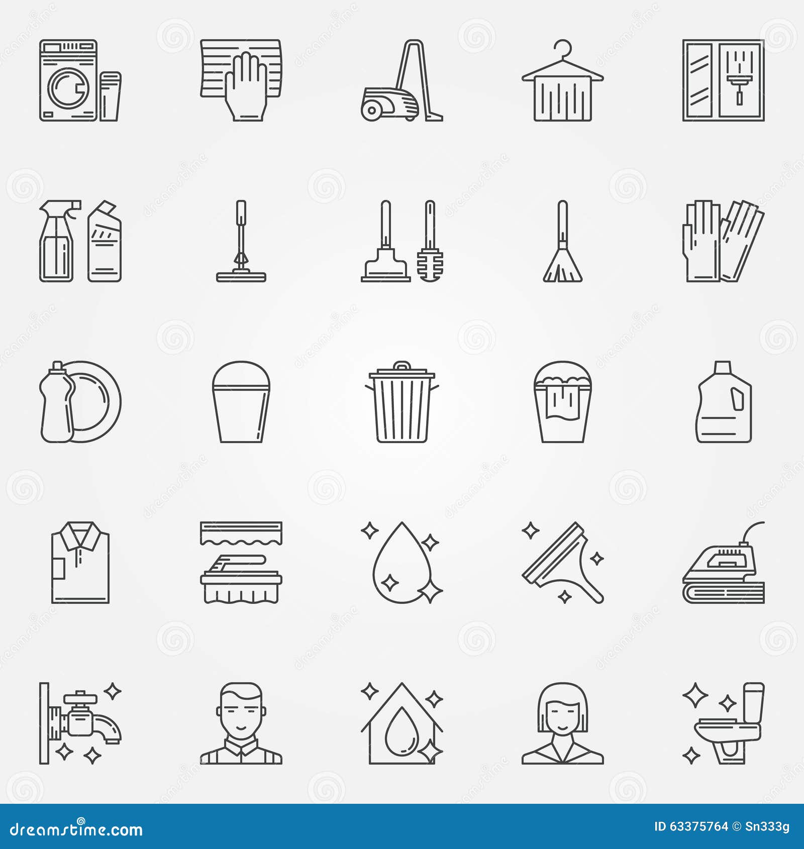 Cleaning icons set stock vector. Illustration of broom - 63375764