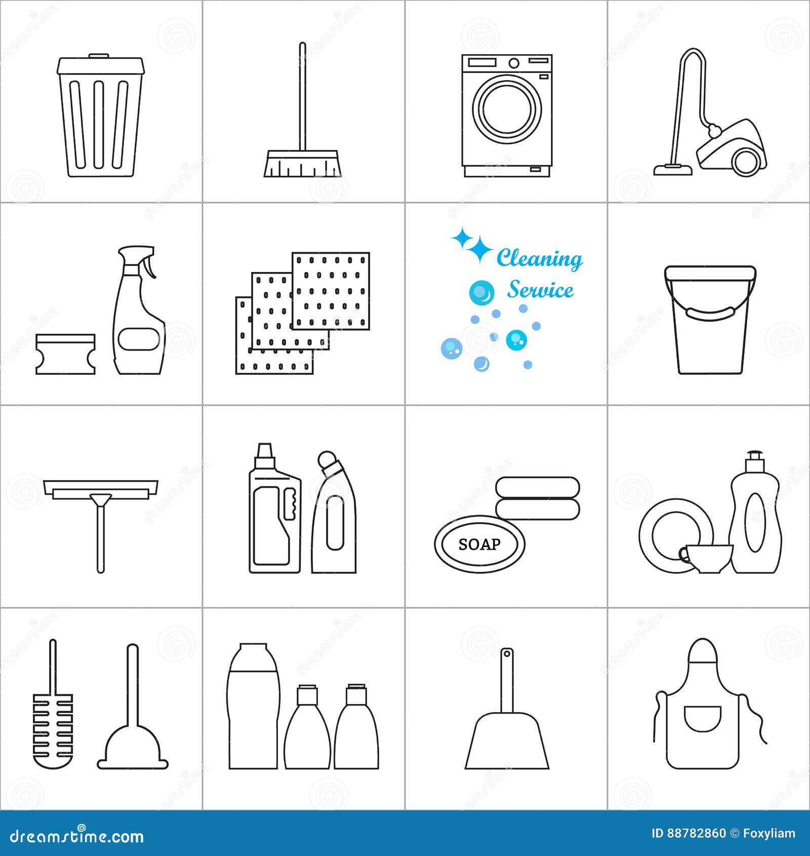 Cleaning Icons Vector Set. Hygiene Tools Signs Stock Vector ...