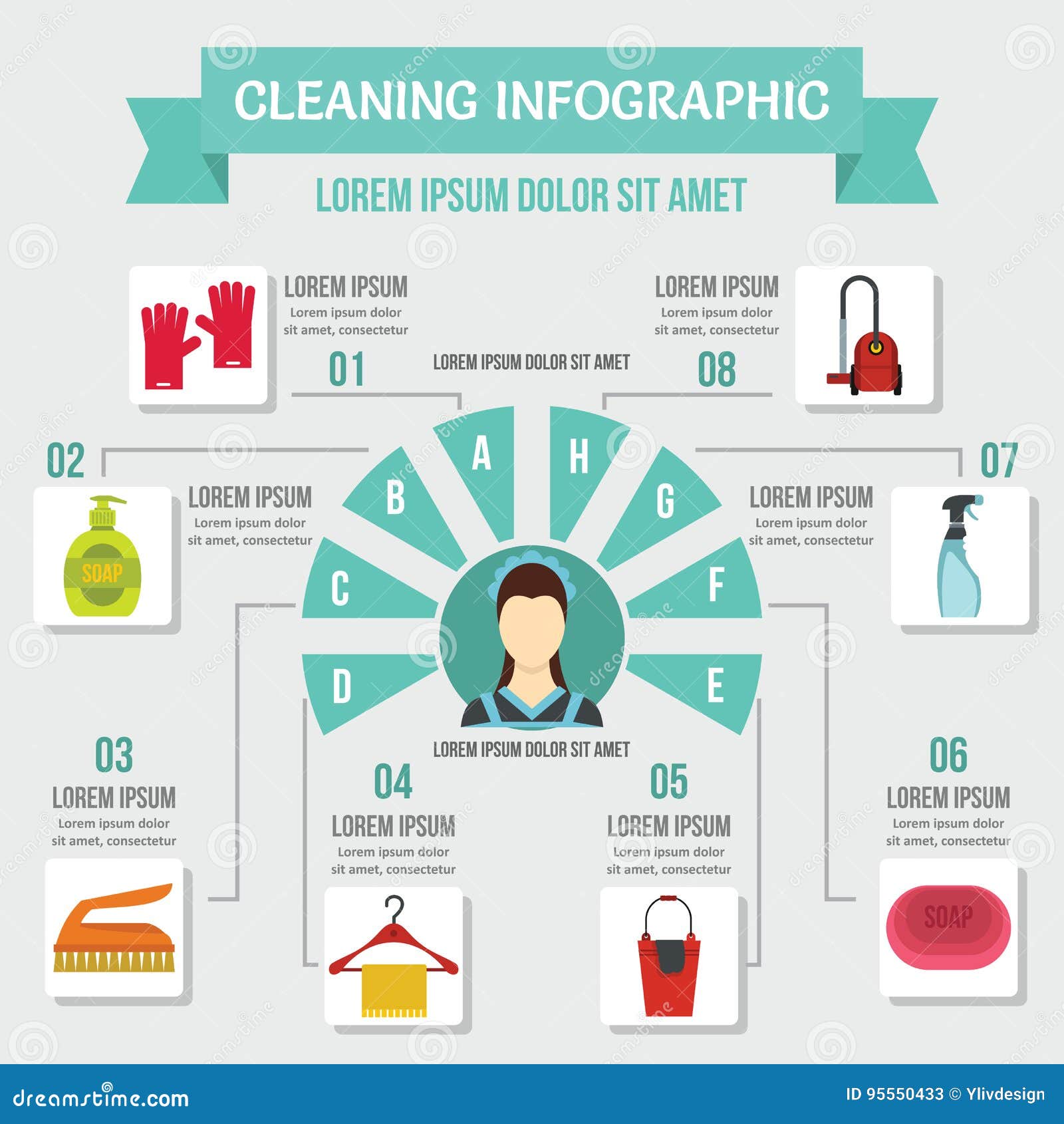 Cleaning Infographic Concept, Flat Style Stock Vector - Illustration of ...