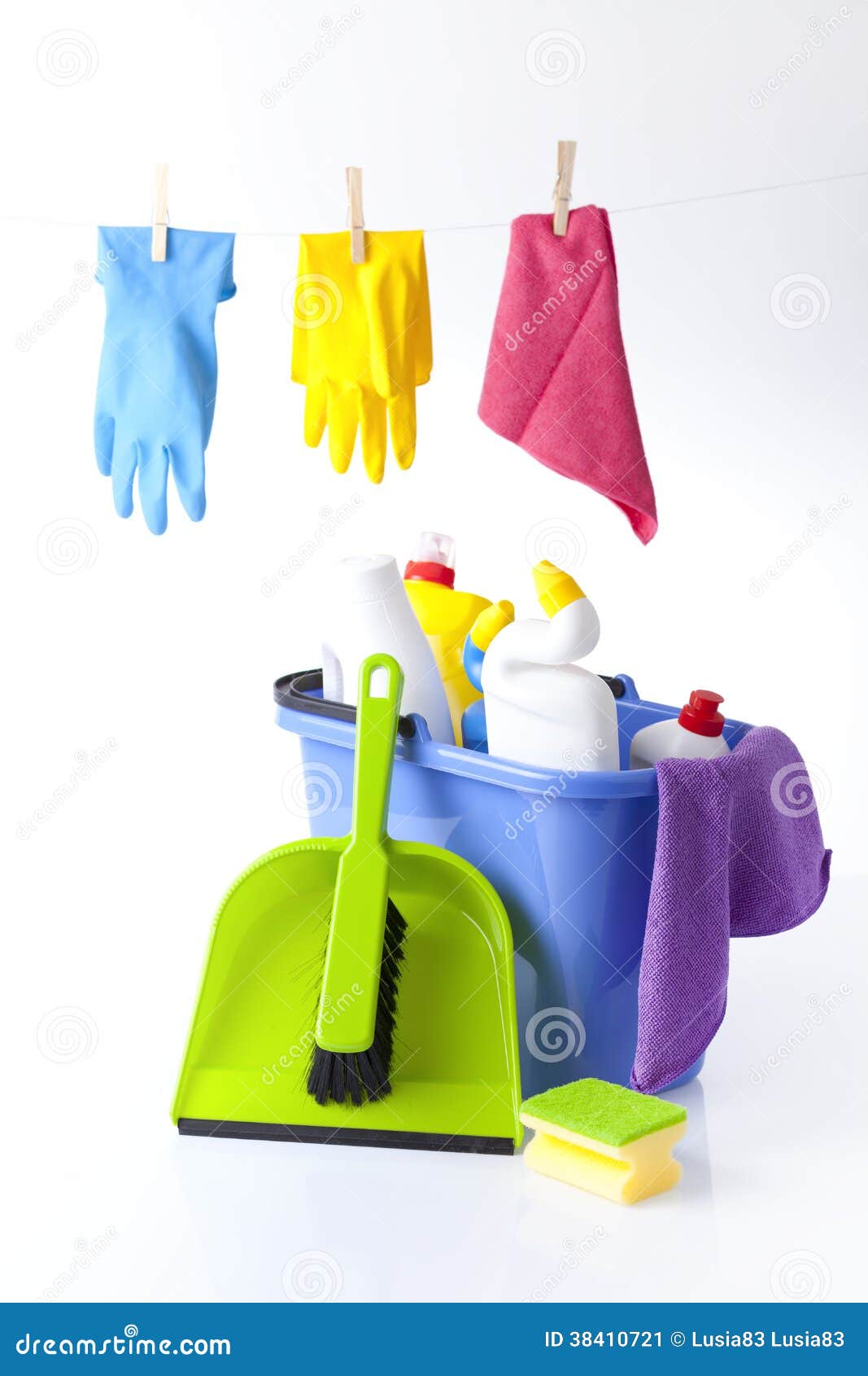 Cleaning items stock image. Image of detergent, green - 38410721