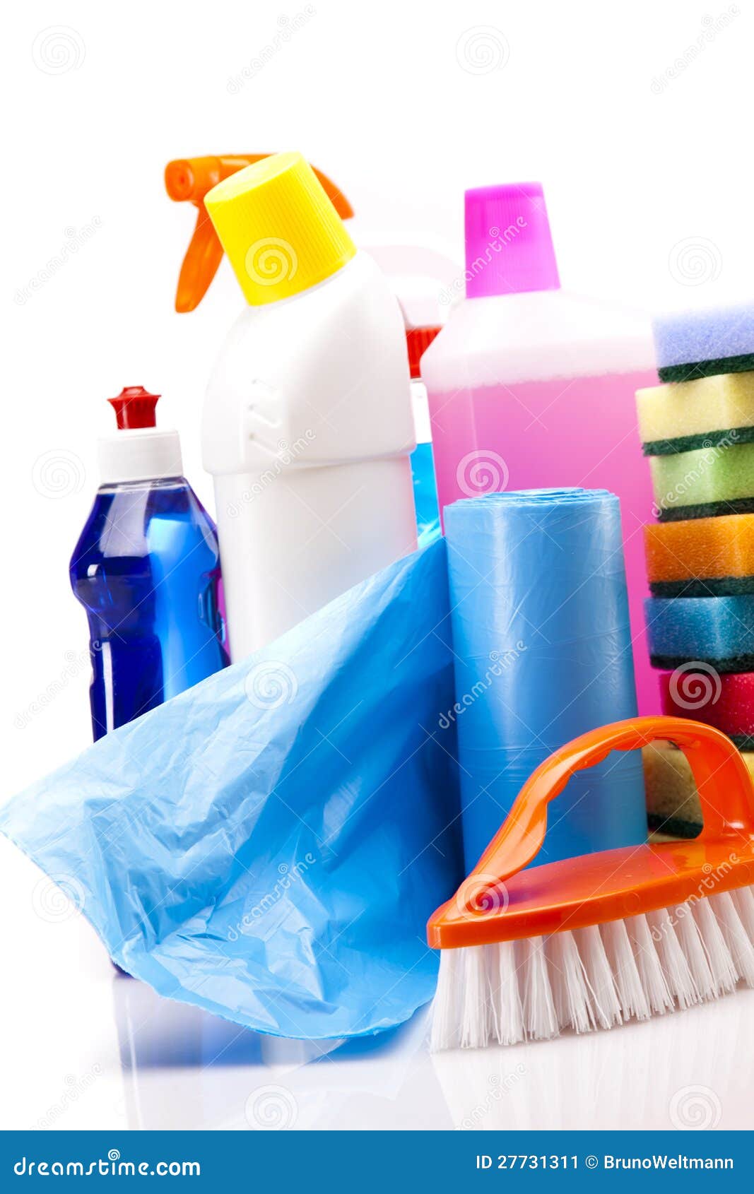 Cleaning items set stock image. Image of purple, housework - 27731311