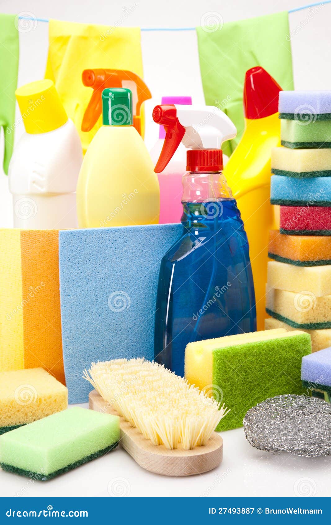 Cleaning Items Set Isolated Stock Image - Image of domestic, green ...