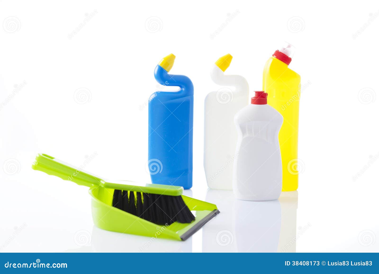 Cleaning Items on White Background Stock Image - Image of color ...