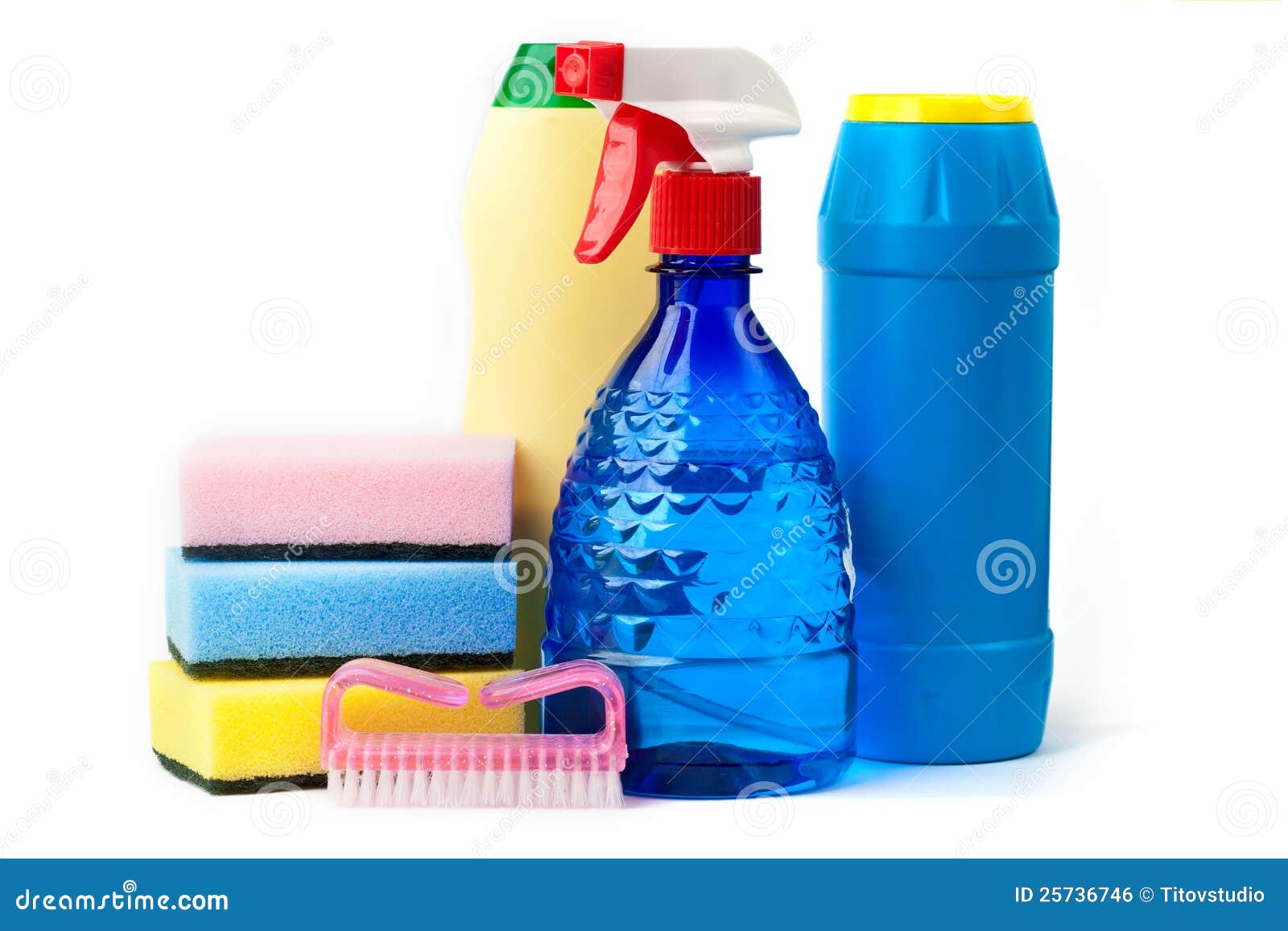 Cleaning Kit Isolated on White Stock Photo - Image of brush, scouring ...