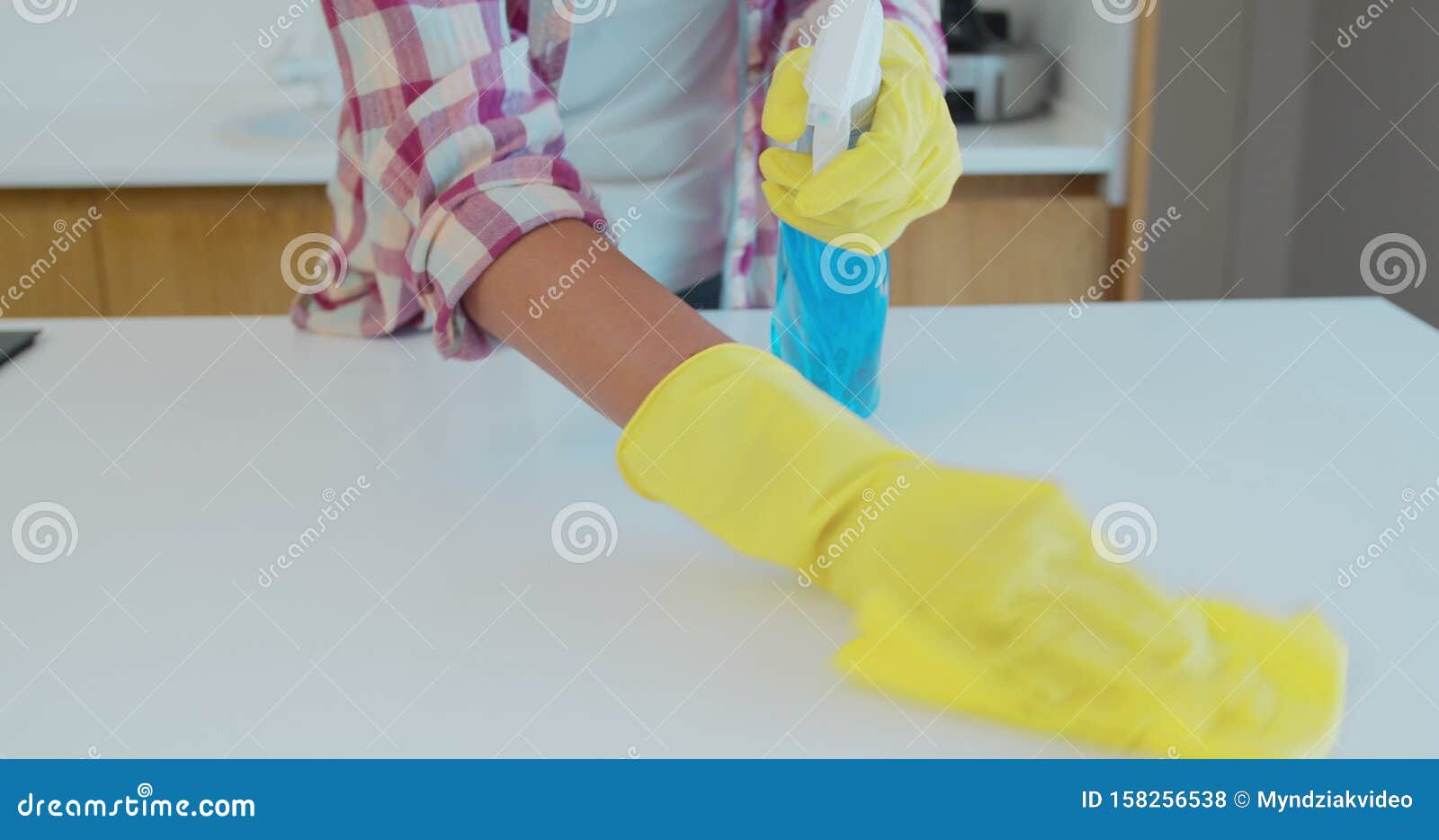 Cleaning the Kitchen. Housekeeper Washes the Kitchen Table. Stock Photo ...