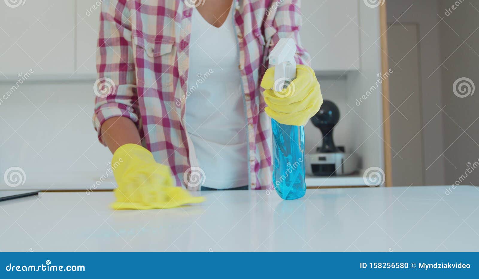 Cleaning the Kitchen. Housekeeper Washes the Kitchen Table. Stock Photo ...