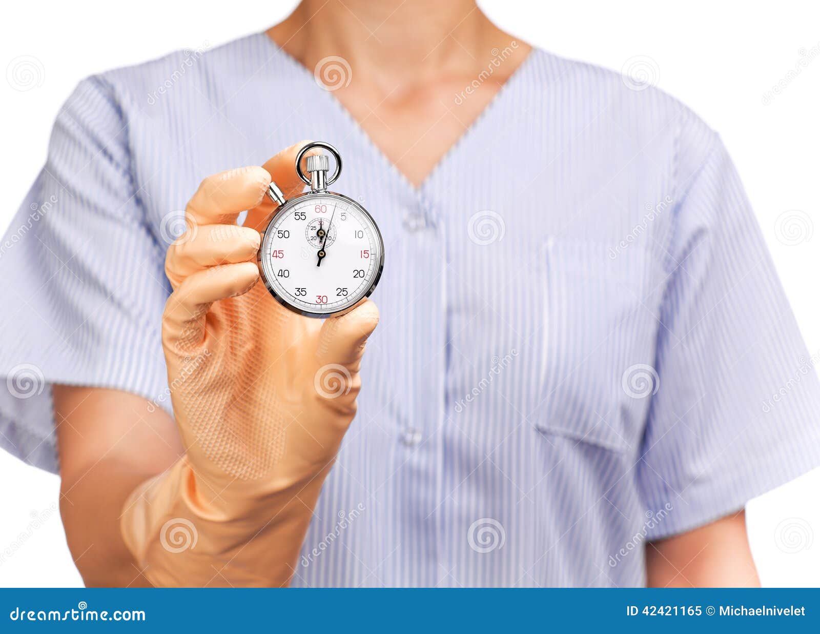 Cleaning Lady Holding a Stopwatch Stock Image - Image of industrial ...