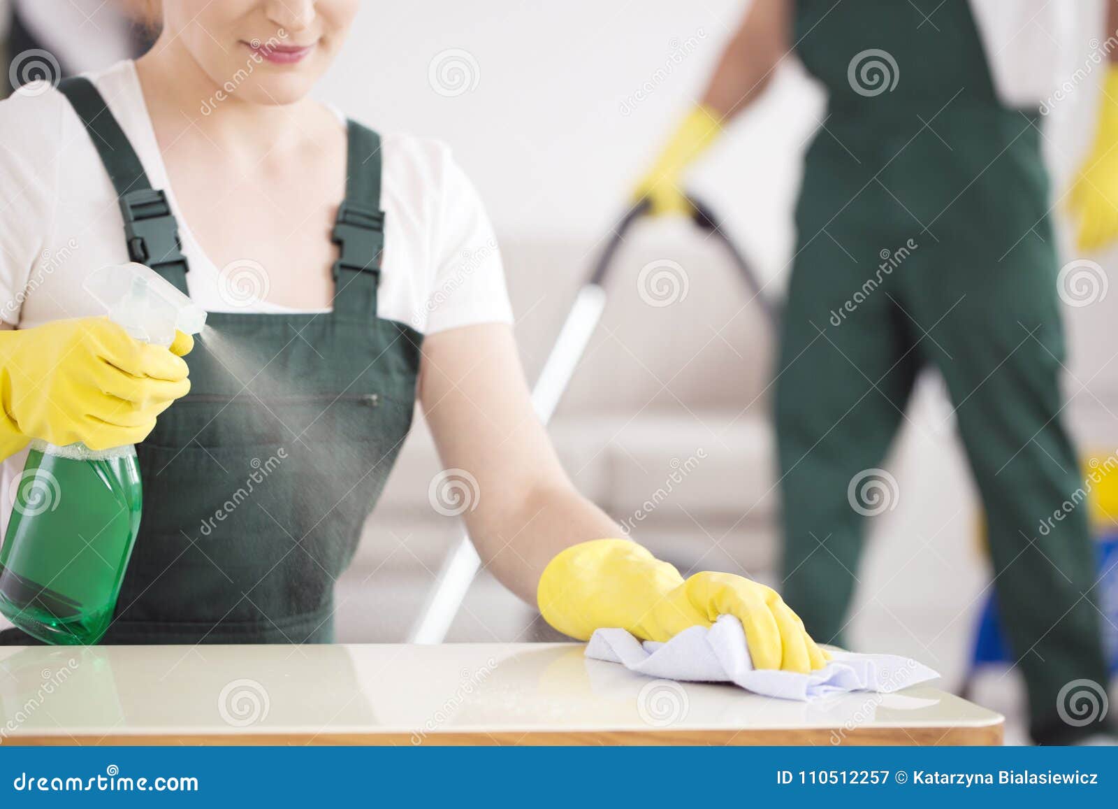 Cleaning Lady Spraying Table Stock Image - Image of occupation ...