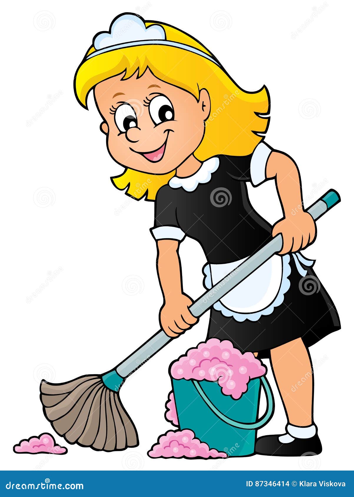 Cleaning Lady Cartoon Character Royalty Free Vector Image