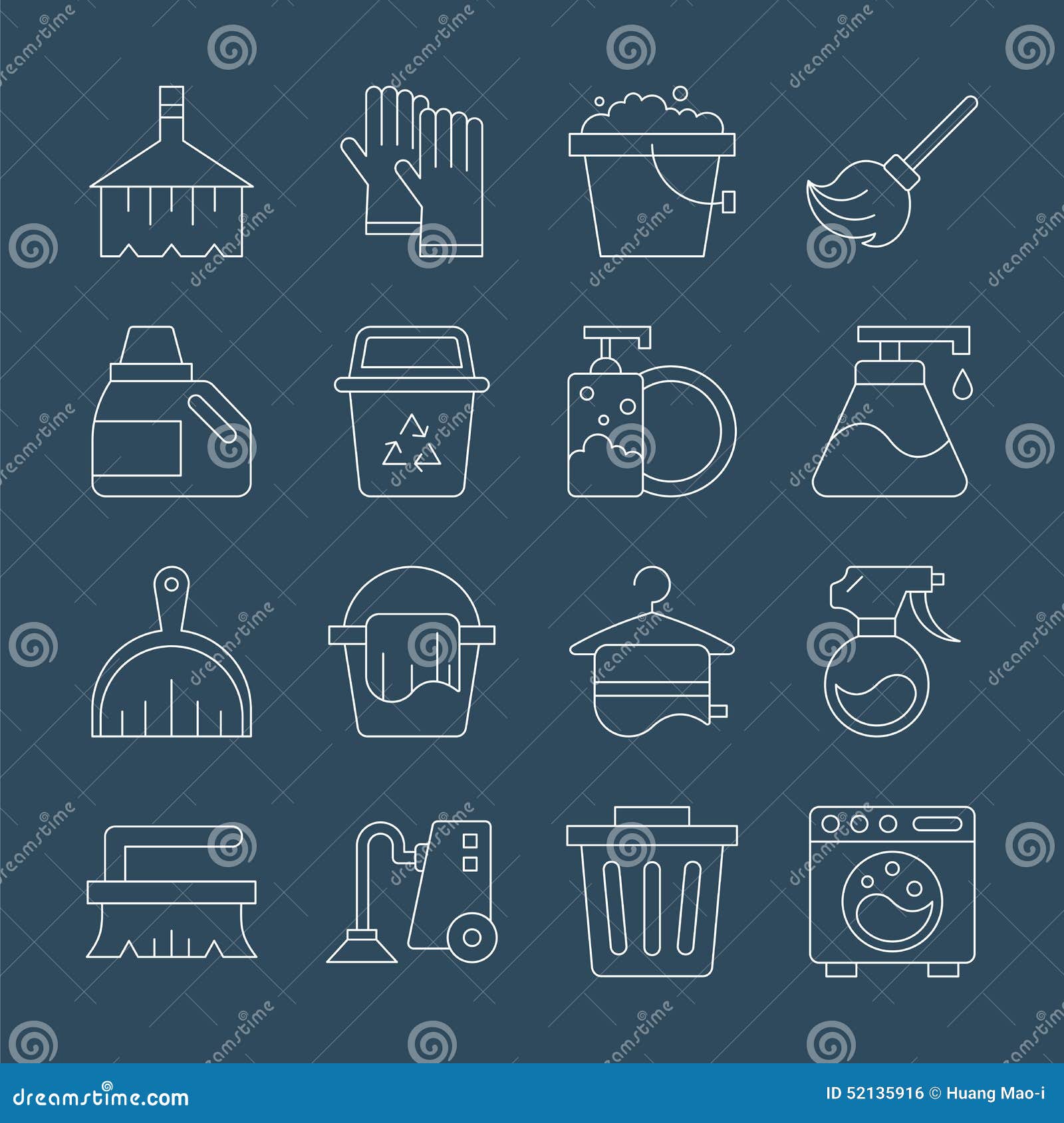 Cleaning line icon set stock vector. Illustration of design - 52135916