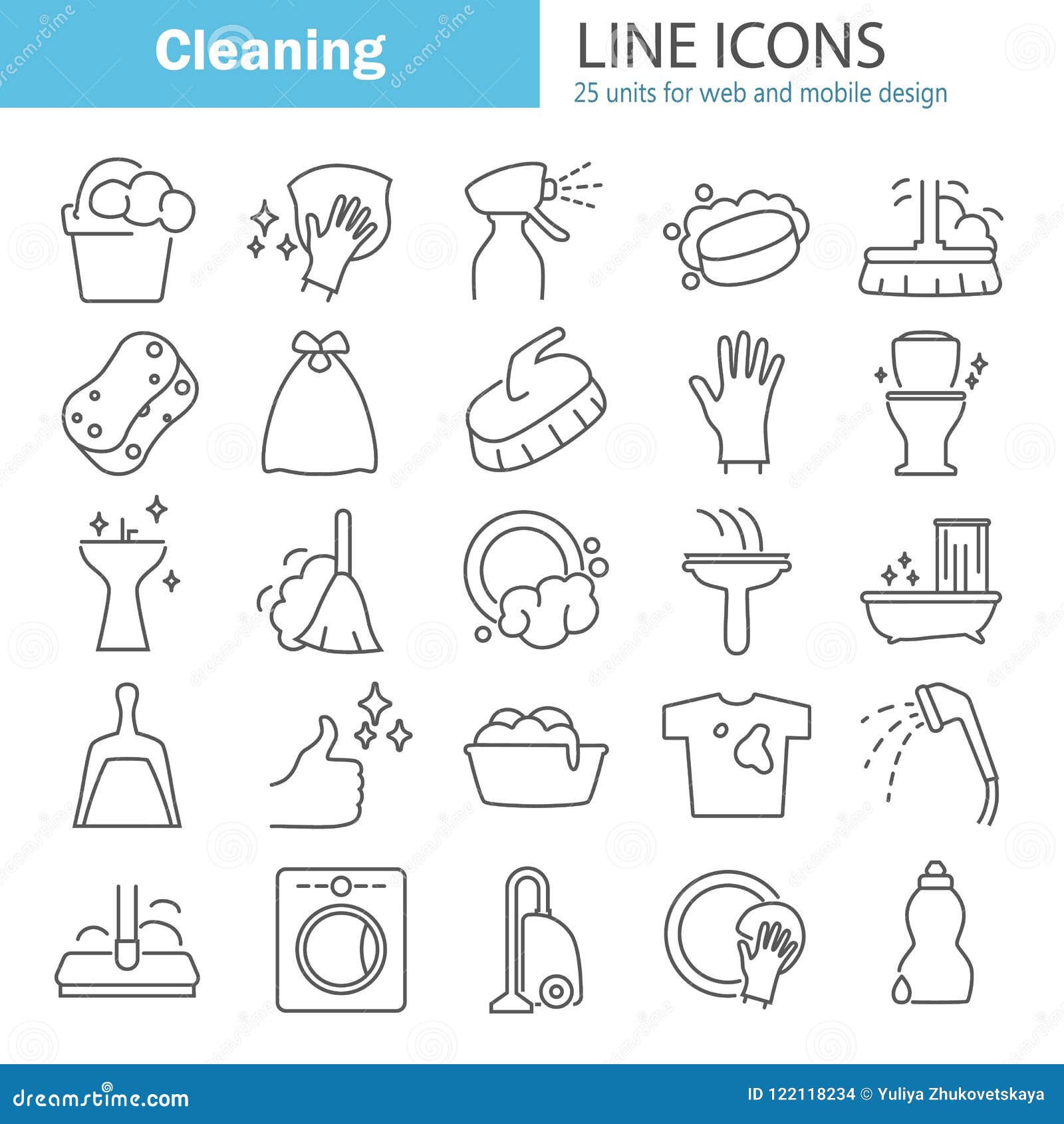 Cleaning Line Icons Set for Web and Mobile Design Stock Illustration ...
