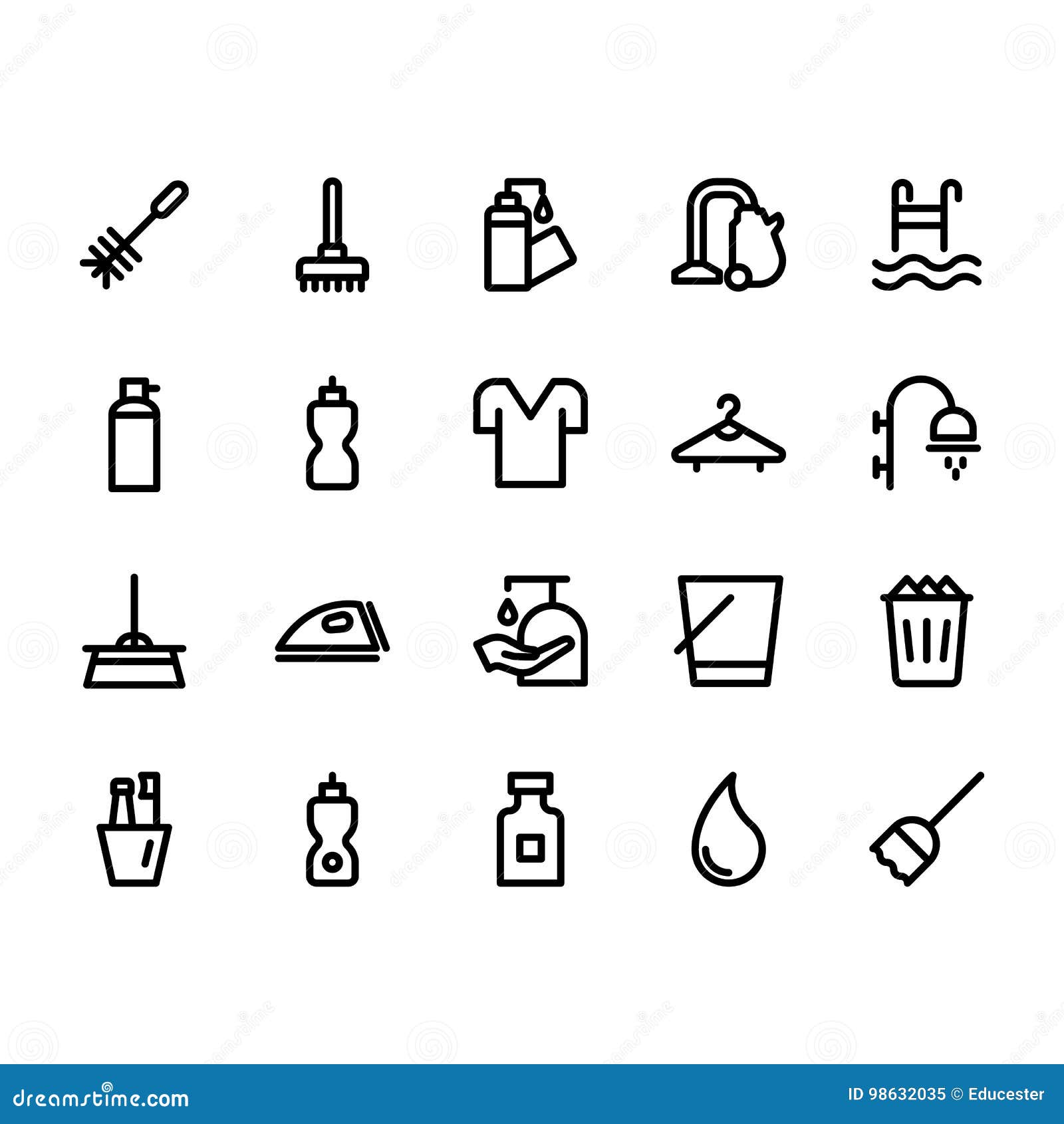 Cleaning Line Icons 2 stock illustration. Illustration of liquidsoap ...