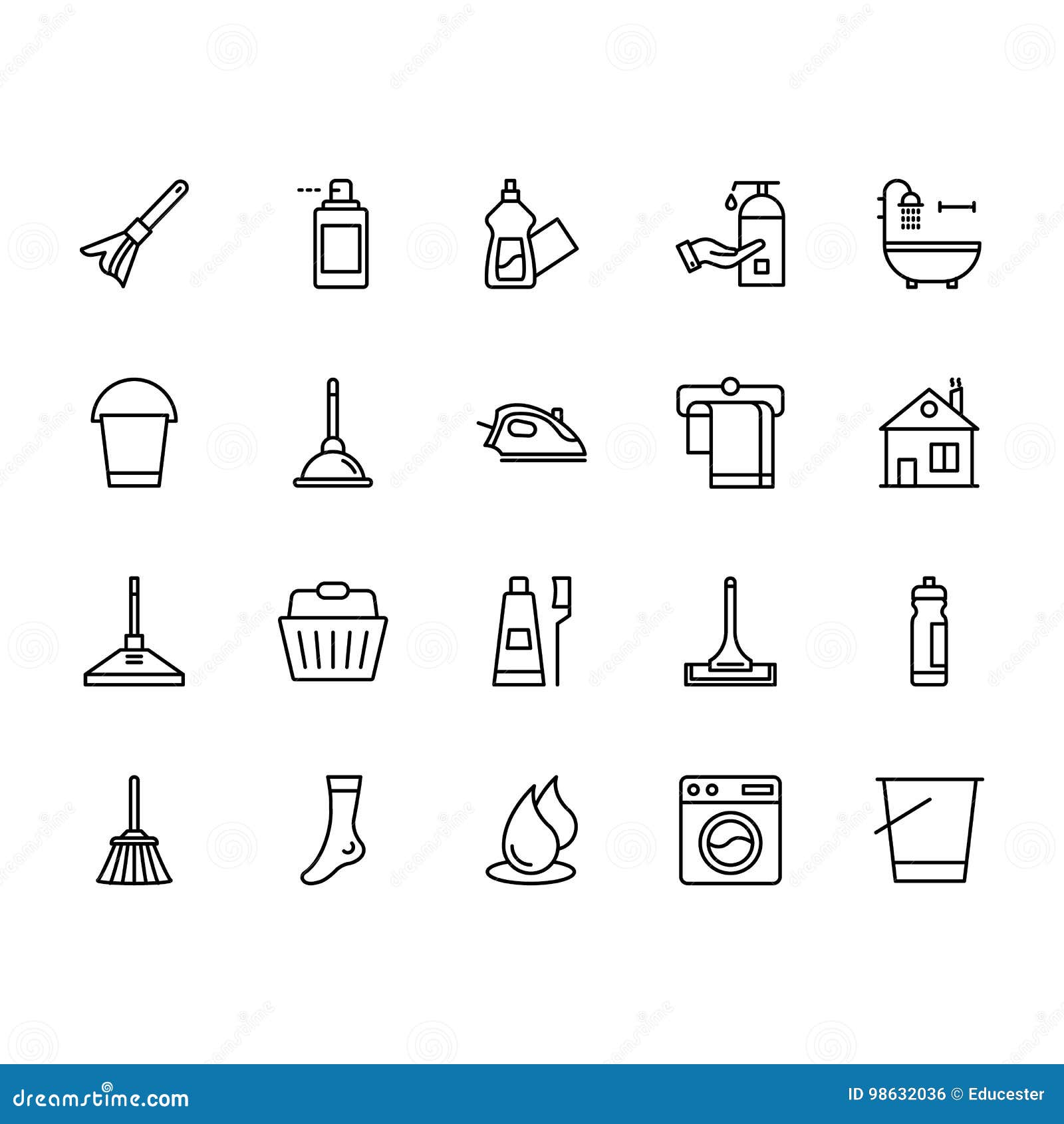 Cleaning Line Icons 2 stock illustration. Illustration of soap - 98632036