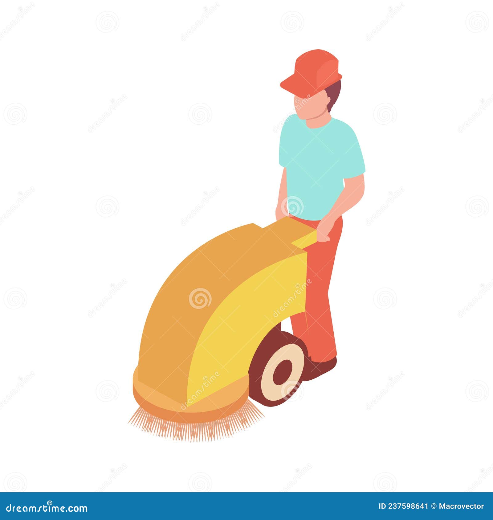 Cleaning Machine Worker Composition Stock Illustration - Illustration ...