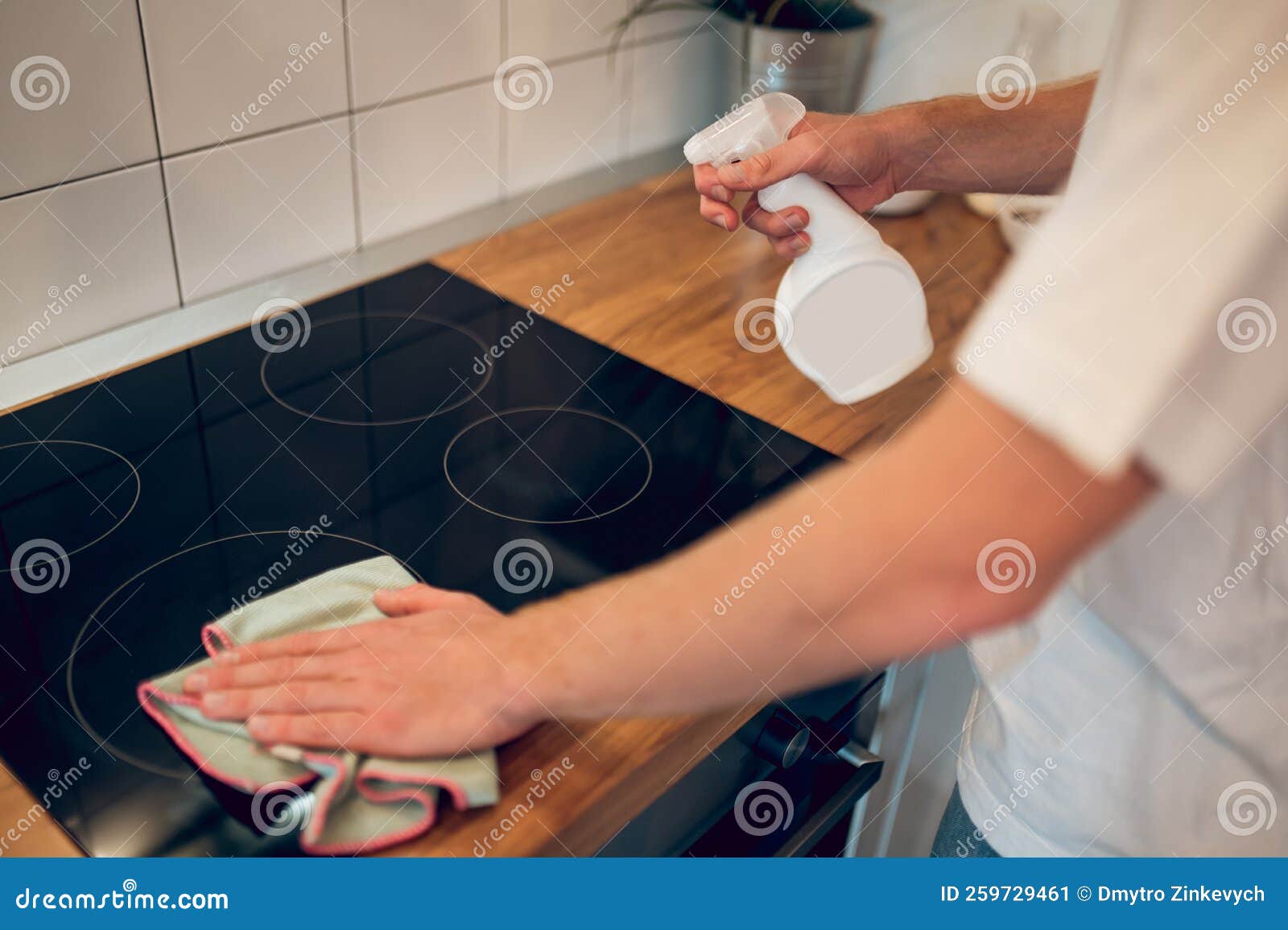 Man Doing Some Housework and Cleaning Some Surfaces Stock Image - Image ...