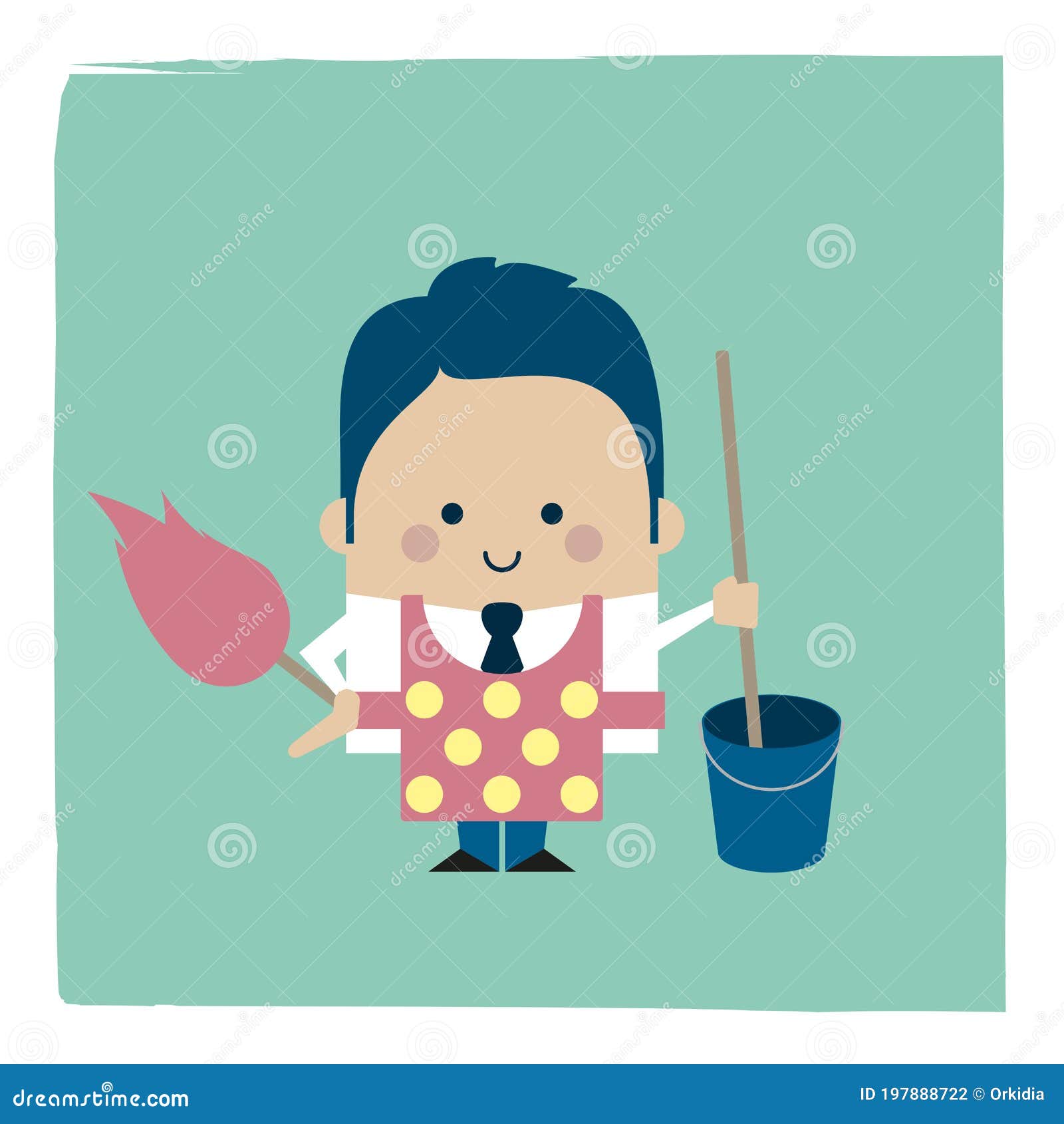 Cleaning man vector stock vector. Illustration of computer - 197888722