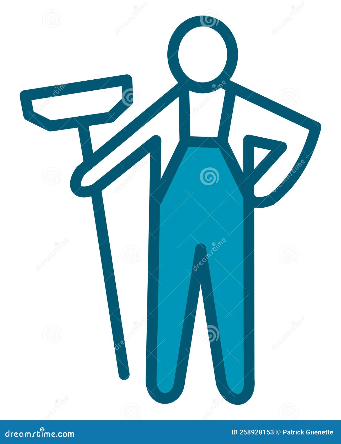 Cleaning man, icon stock vector. Illustration of occupation - 258928153