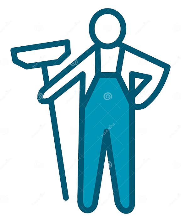 Cleaning man, icon stock vector. Illustration of occupation - 258928153