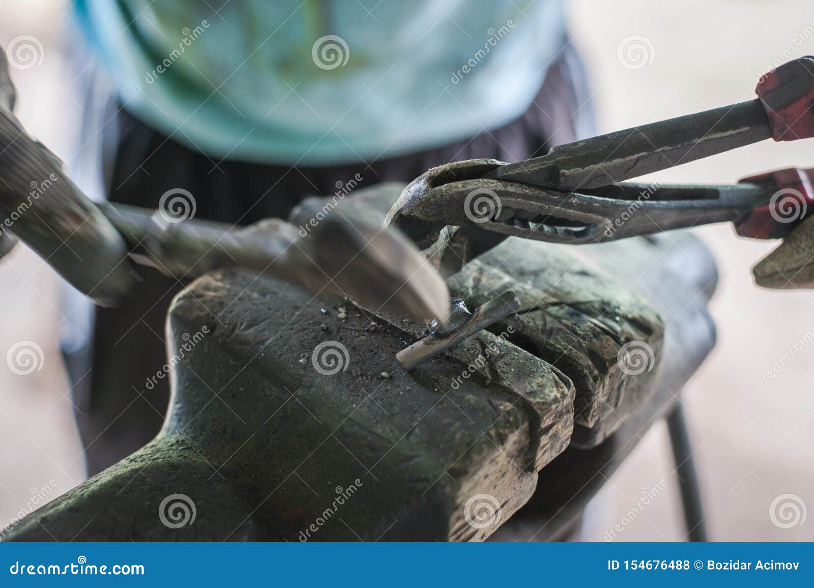 Cleaning Metal with a Hammer after Welding Stock Photo - Image of light ...