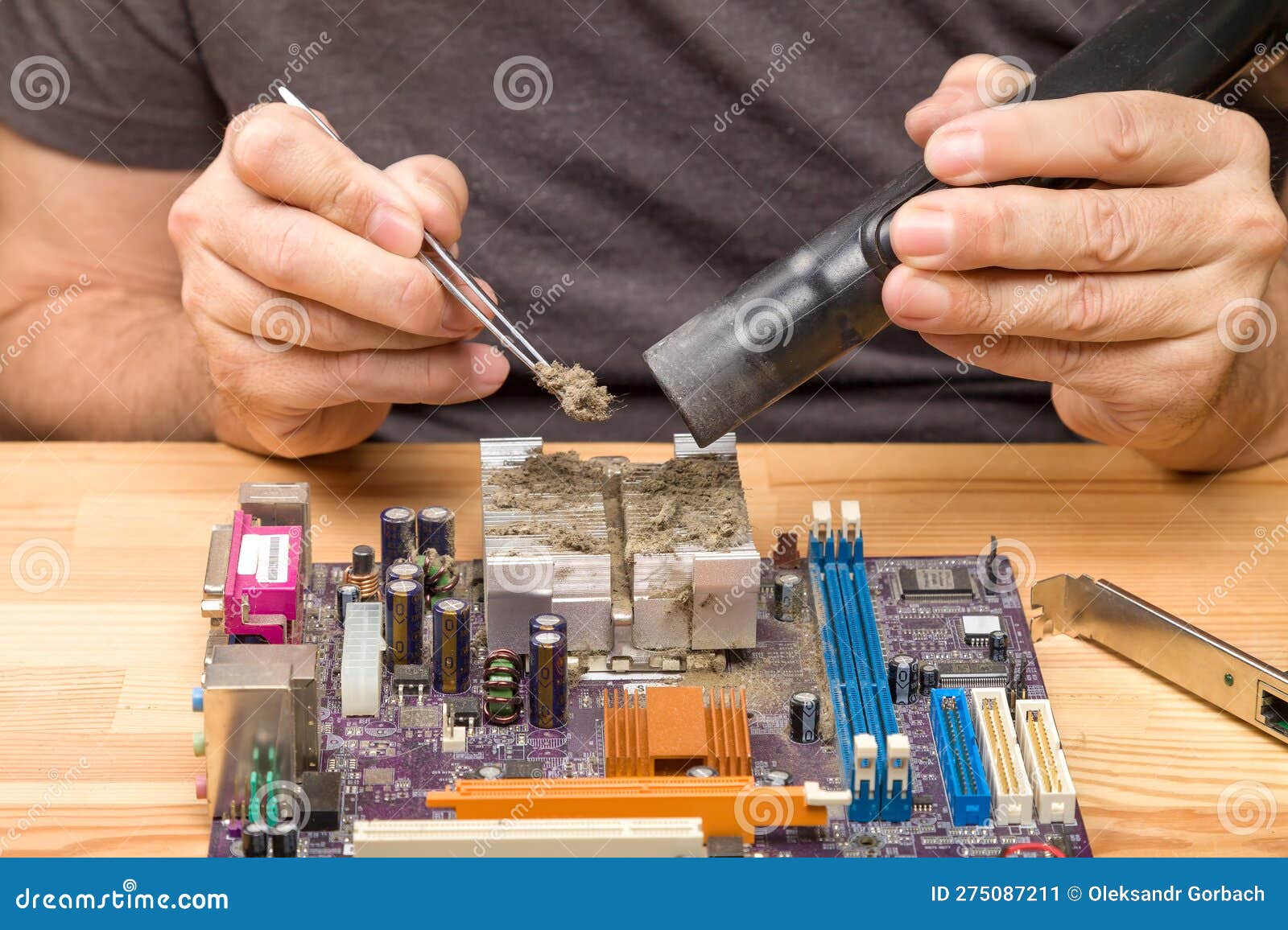 Cleaning the Motherboard. Dirt on the Processor Stock Image - Image of ...