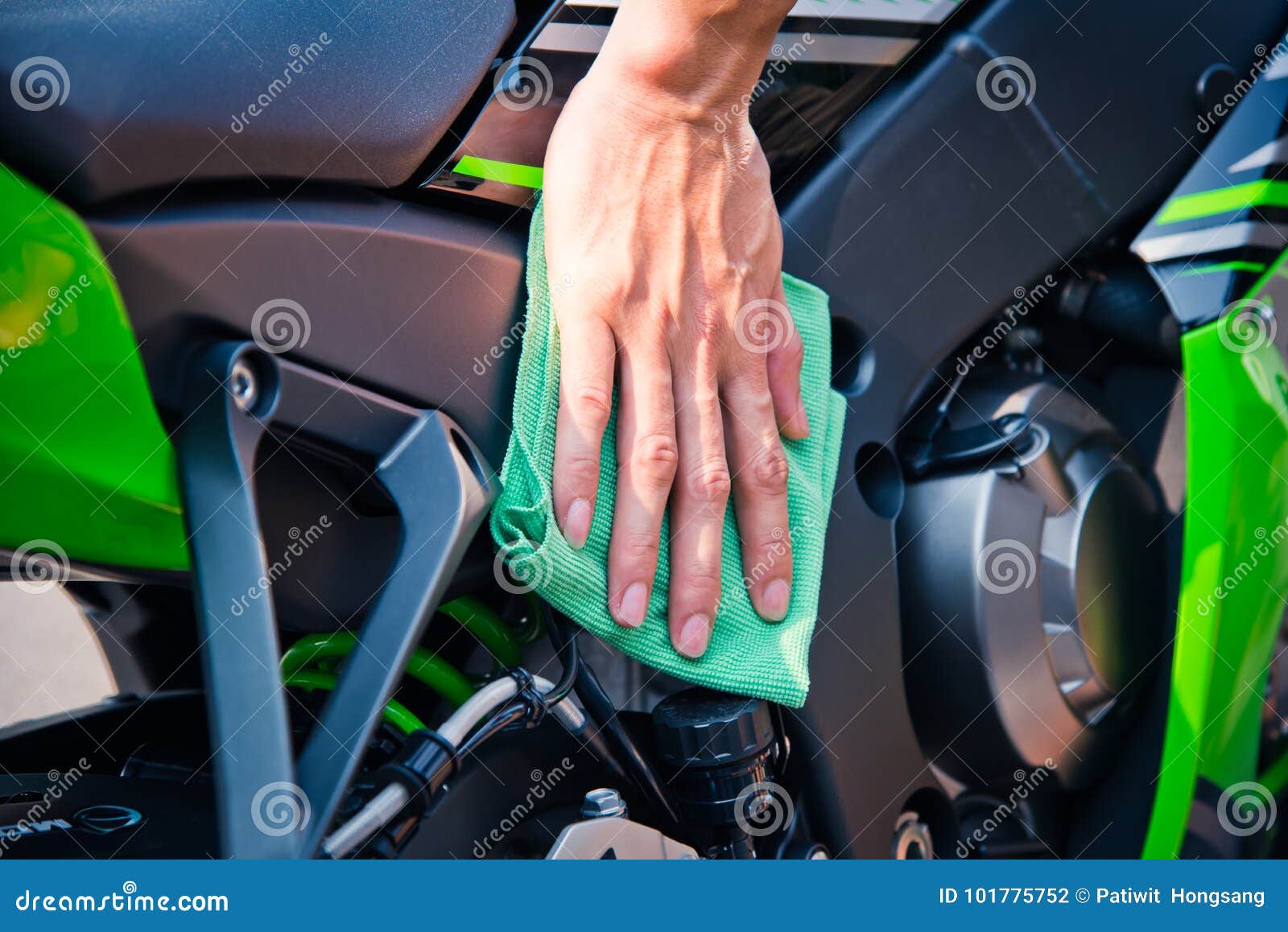 Cleaning motorcycle stock photo. Image of cleaning, vehicle - 101775752