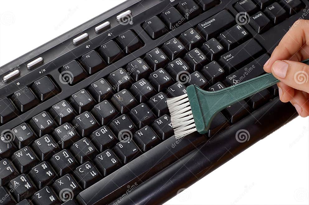 Cleaning old keyboard stock image. Image of computer - 16162401