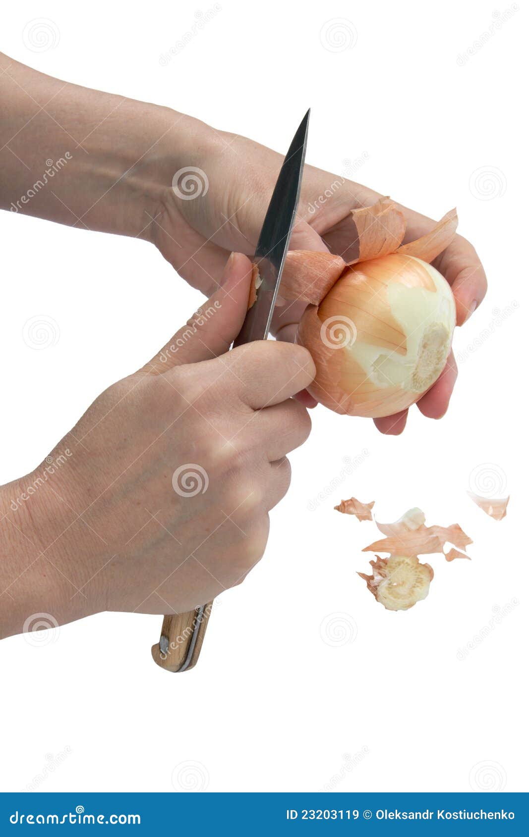 Cleaning the Onion (isolated) Stock Image - Image of eating, heap: 23203119