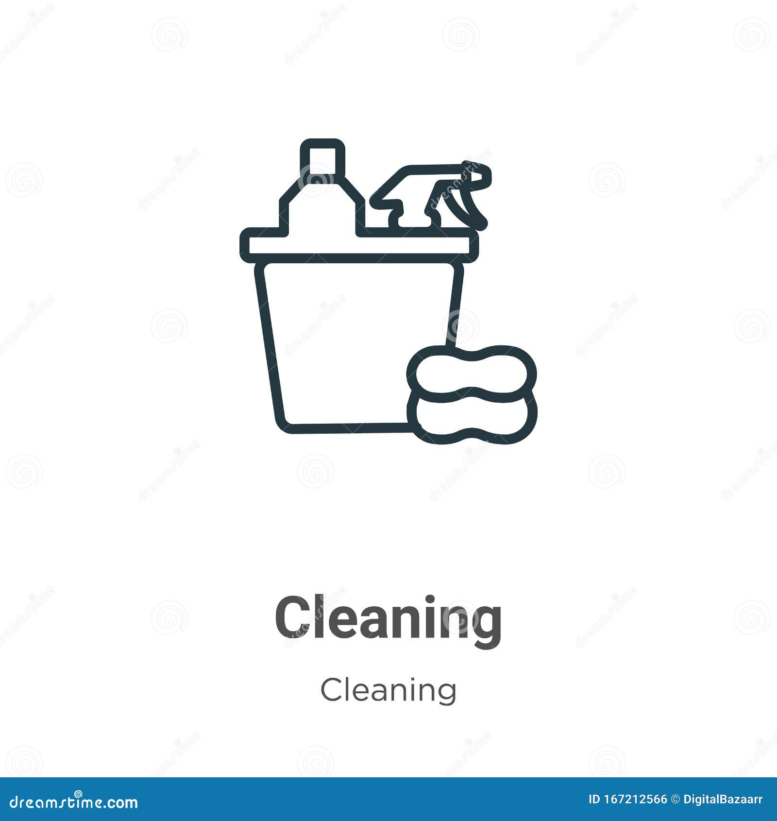 Cleaning Outline Vector Icon. Thin Line Black Cleaning Icon, Flat ...