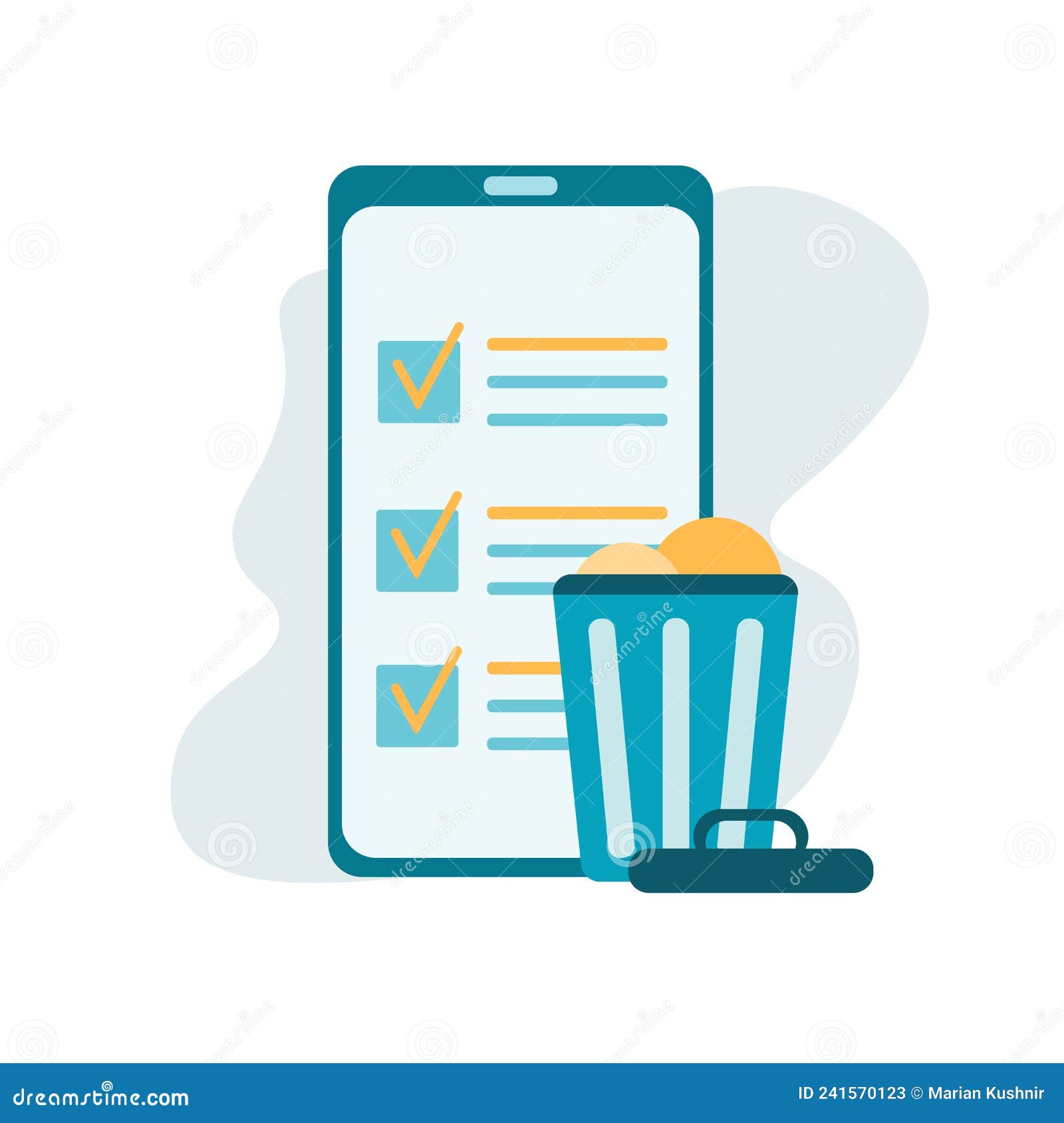 Cleaning Phone, Smartphone with Trash Can Sign. Stock Vector ...